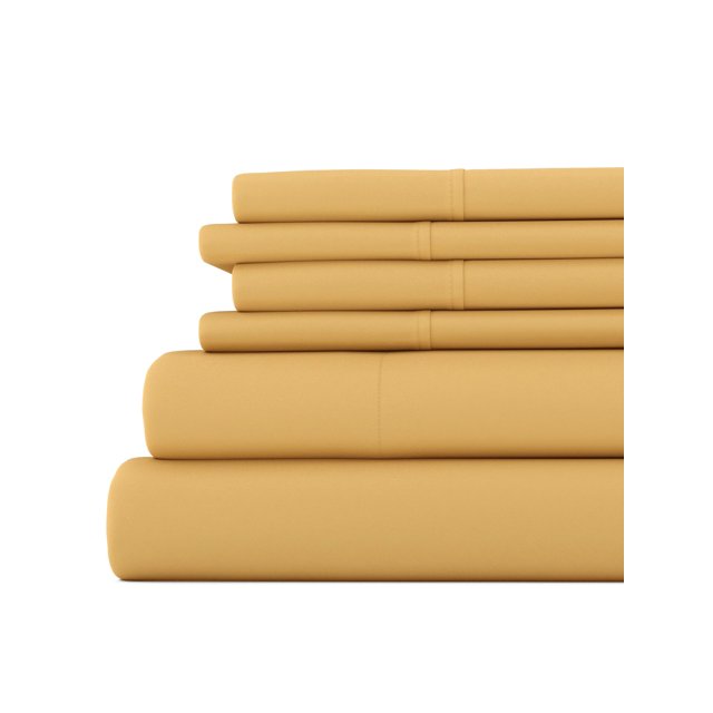 Comfort Canopy - 6 Piece Solid Gold Microfiber Bed Sheets for King Size ...