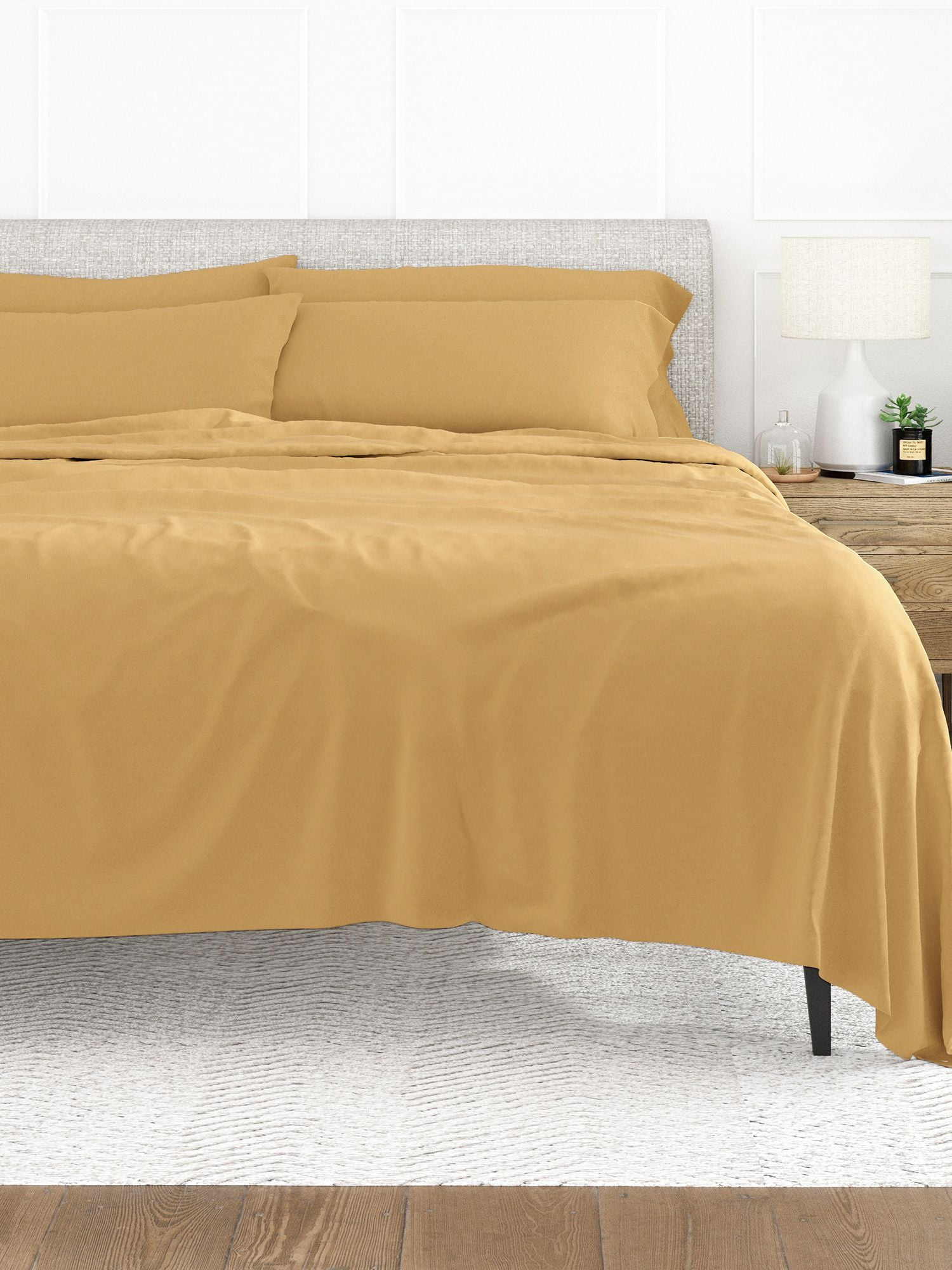 Comfort Canopy - 6 Piece Solid Gold Microfiber Bed Sheets for Twin Size ...