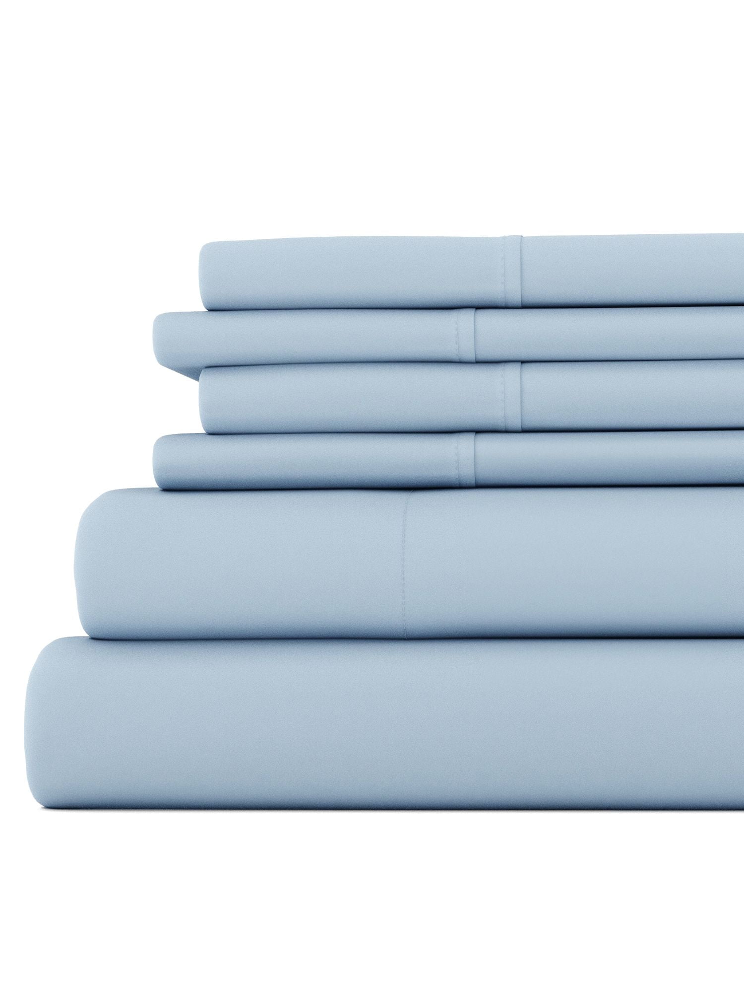 Comfort Canopy - 6 Piece Solid Light Blue Microfiber Bed Sheets for ...
