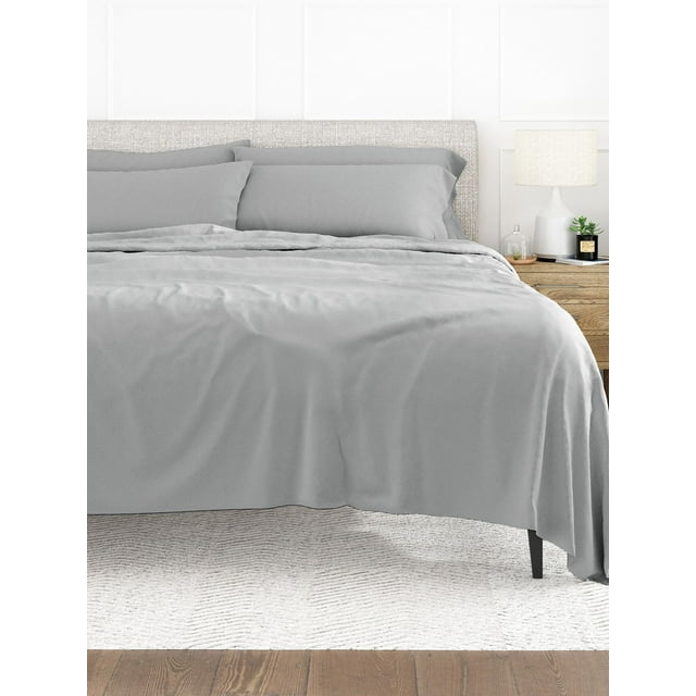 Comfort Canopy - 6 Piece Solid Light Gray Microfiber Bed Sheets for ...