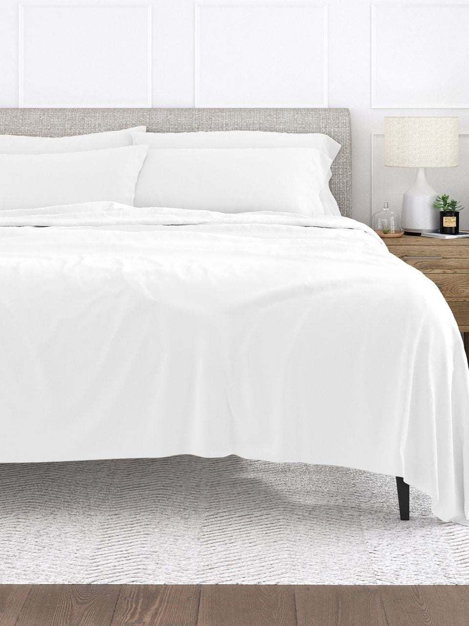 Comfort Canopy - 6 Piece Solid White Microfiber Bed Sheets for Queen ...