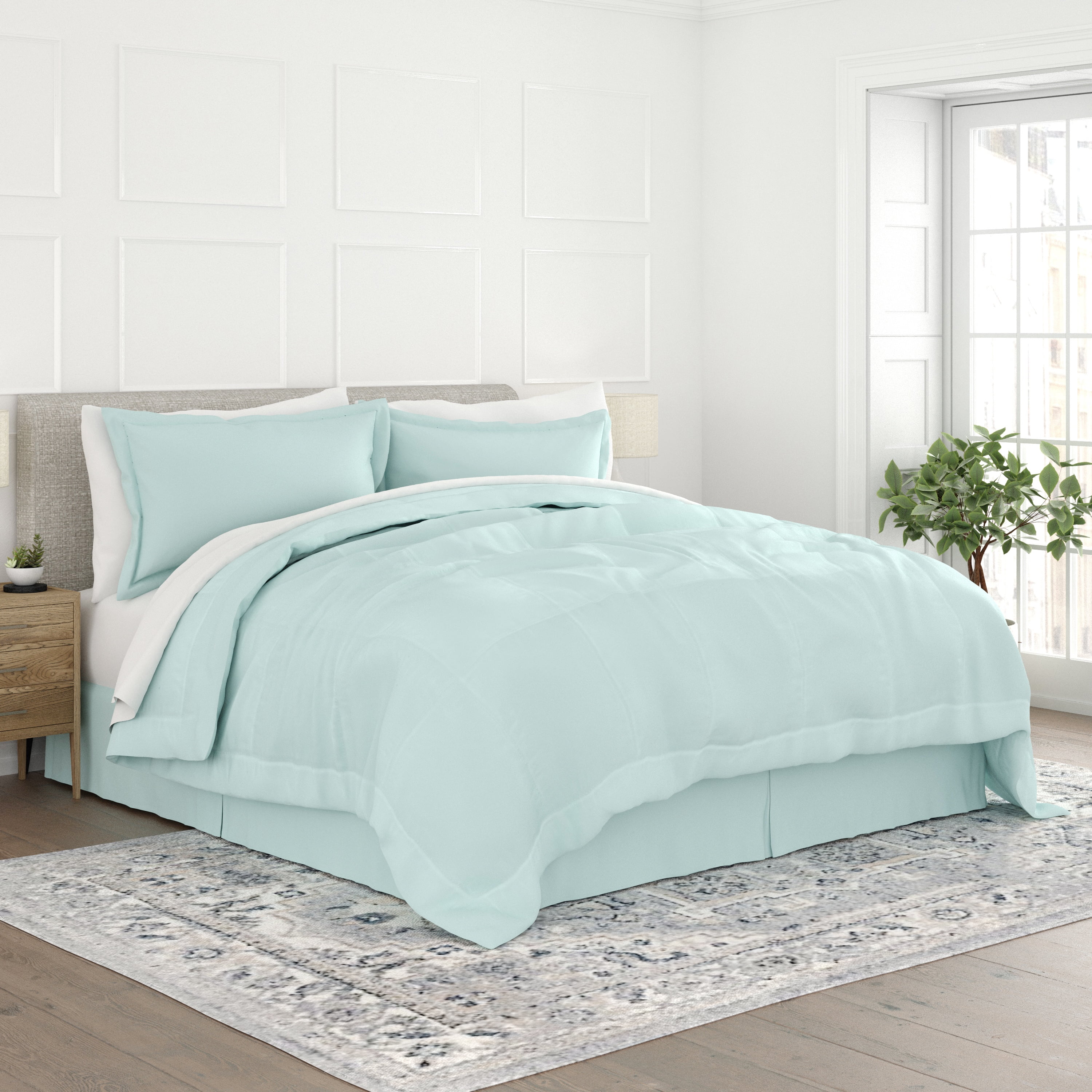 Comfort Canopy 8pc Ultra-Soft Microfiber Bedding Set, Aqua, Twin Size ...