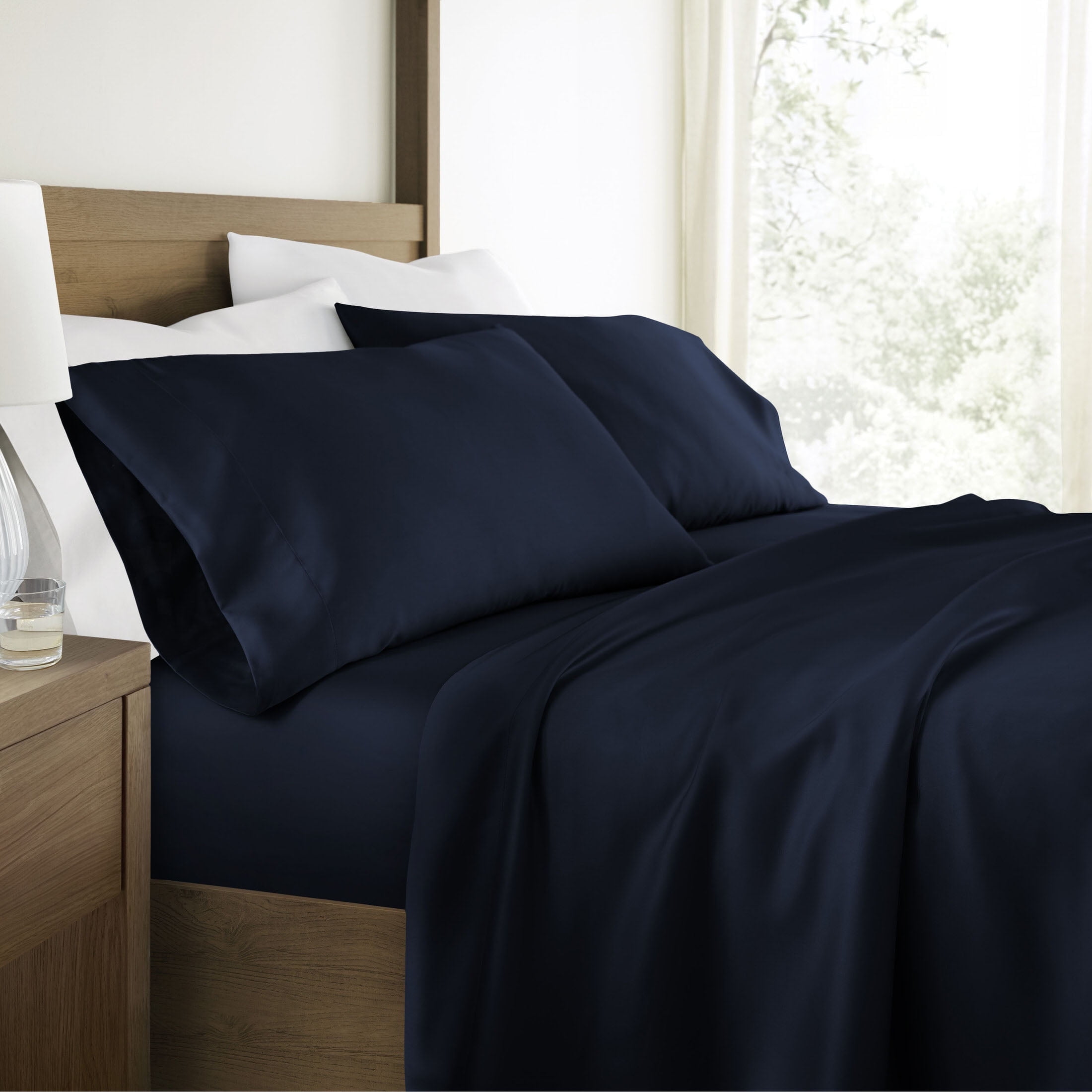 Luxury Cooling 100% Rayon From Bamboo Silky Soft Bed Sheets Set Navy ...