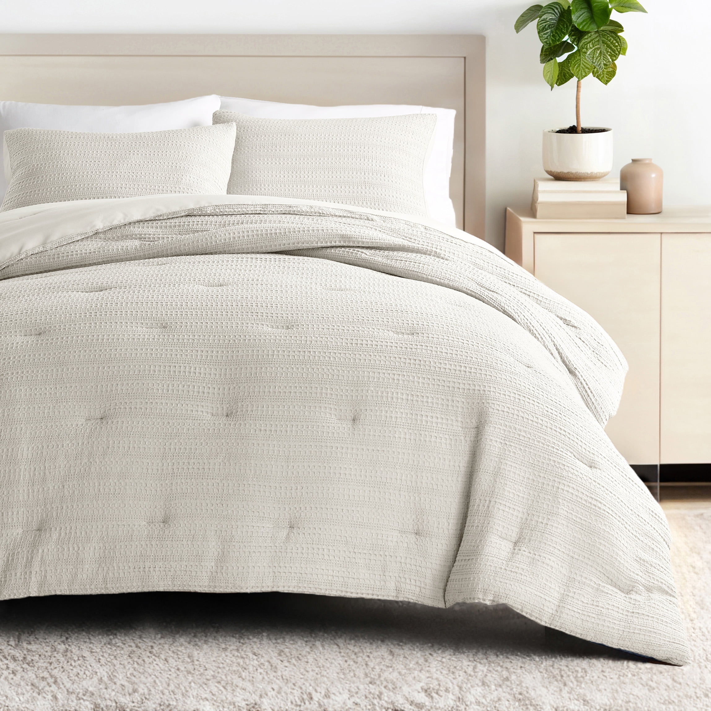 Comfort Canopy 3-Pieces Dune Waffle Comforter Bedding Sets, California ...