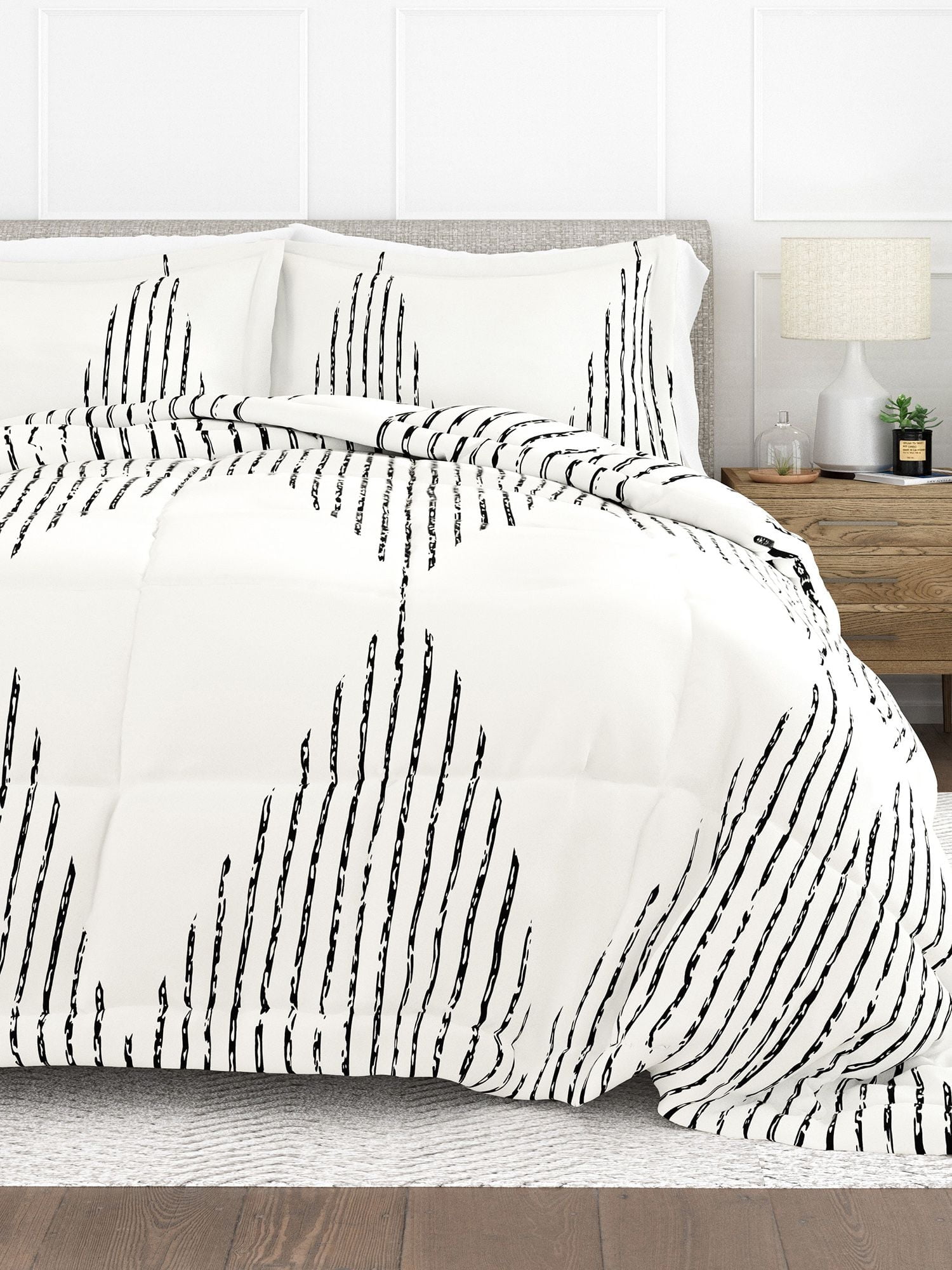 Comfort Canopy - All Season Gray Diamond Stripe King Size Comforter Set ...