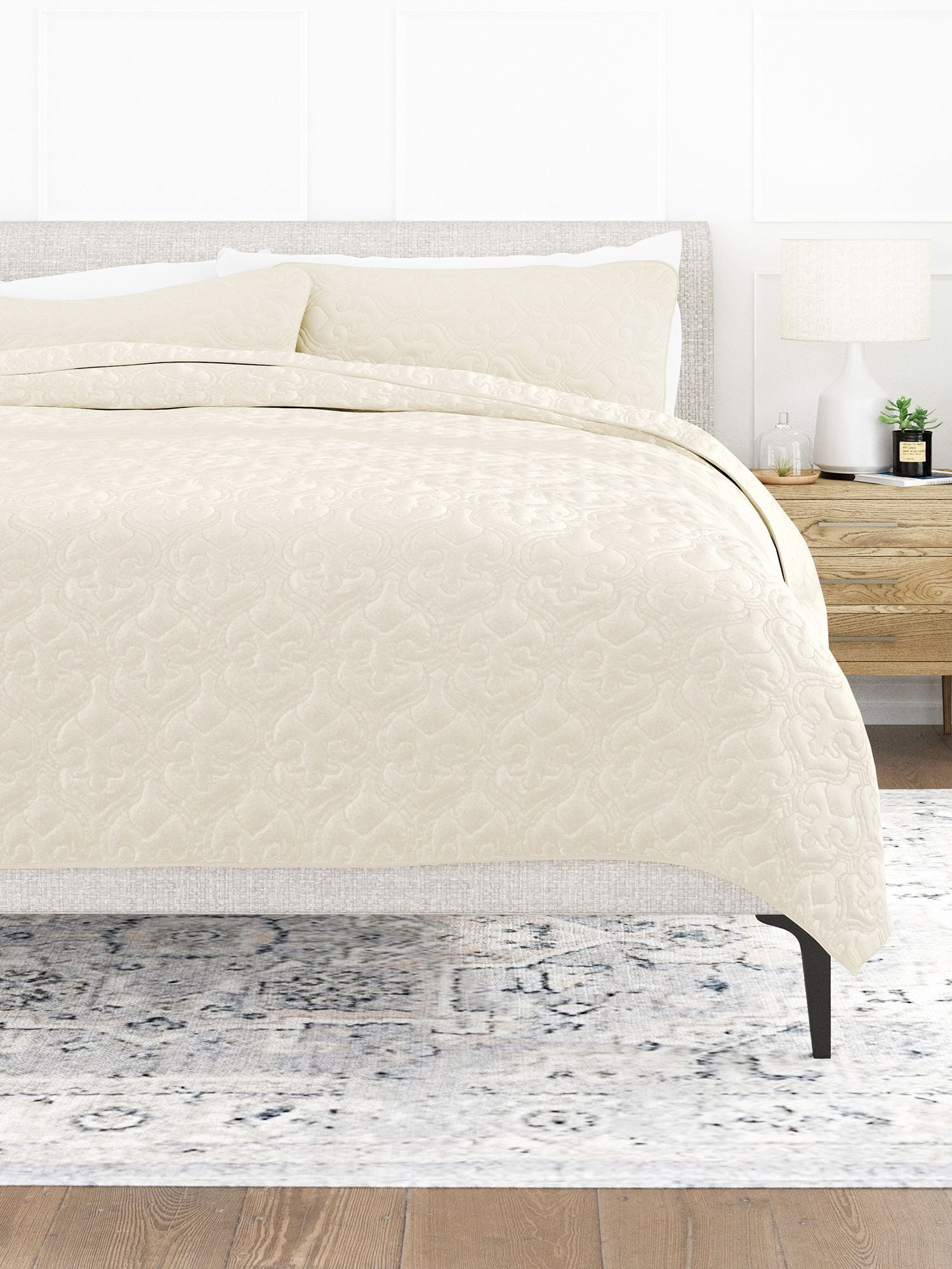 Walmart Comfort Canopy - Ivory Damask Stitched Quilt Coverlet for Twin ...