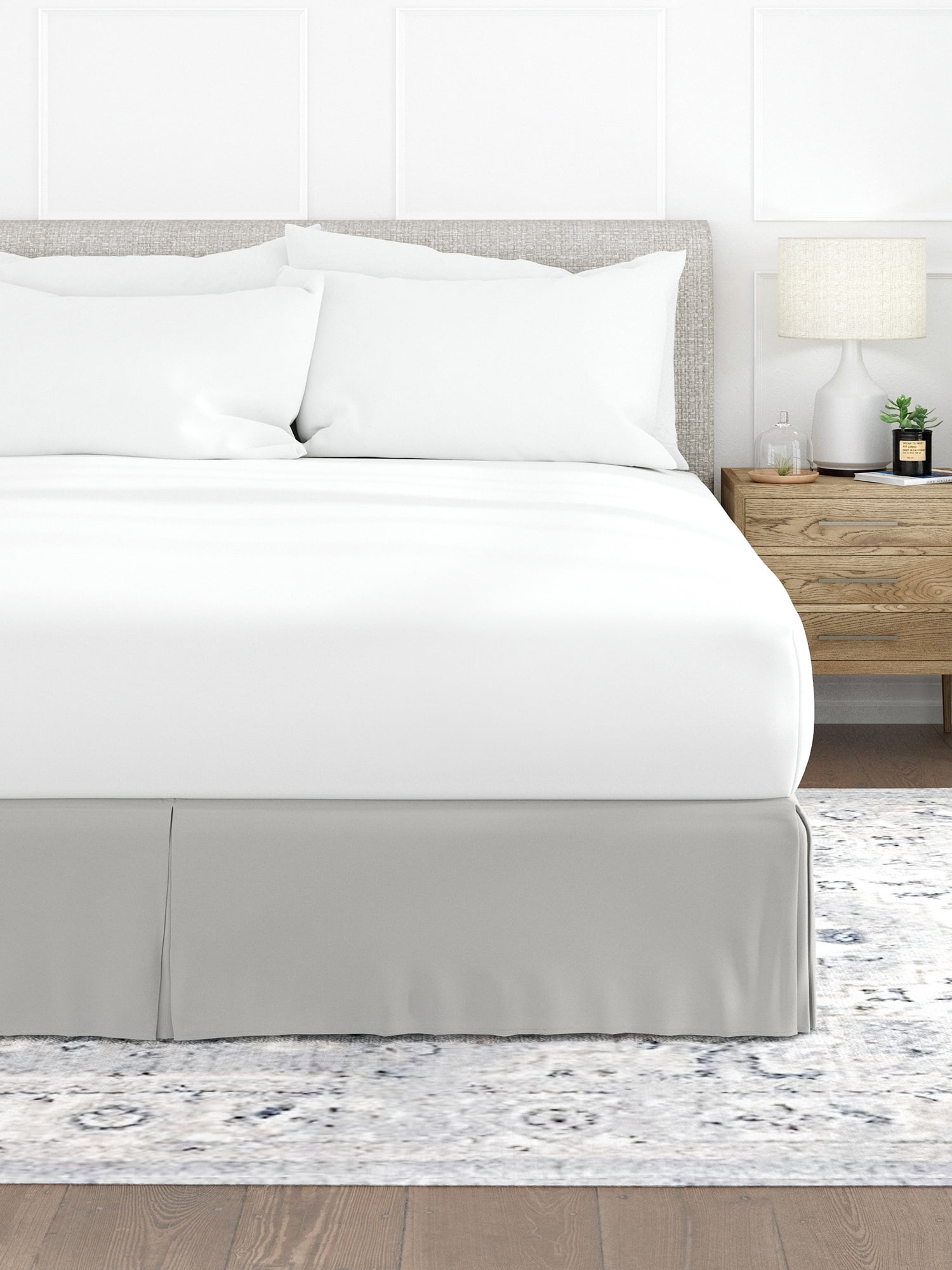 Comfort Canopy - Light Gray Pleated Bed Skirt Box Spring Frame Cover ...