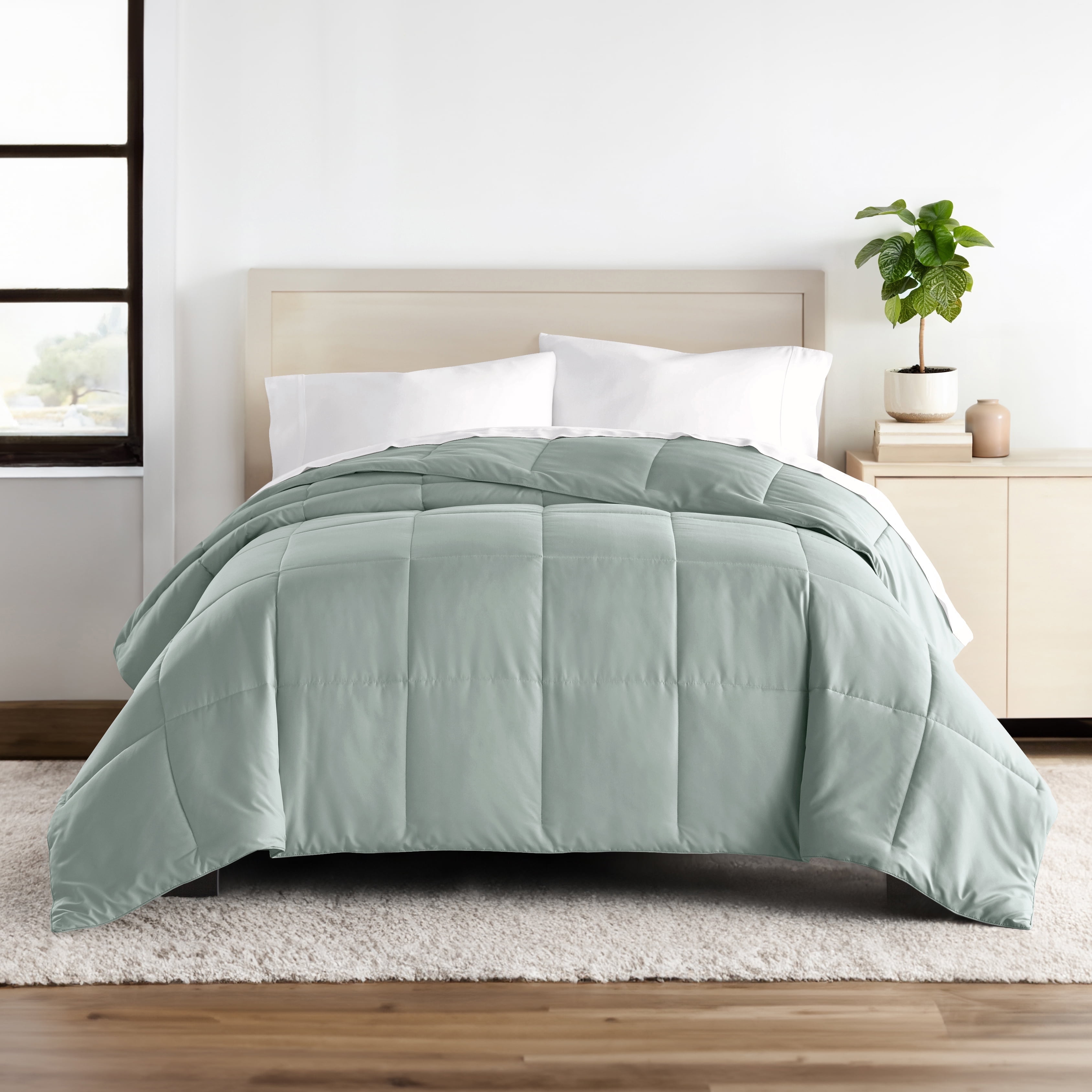Breathable Cool Comforter All Season Lightweight Down-Alternative Solid ...