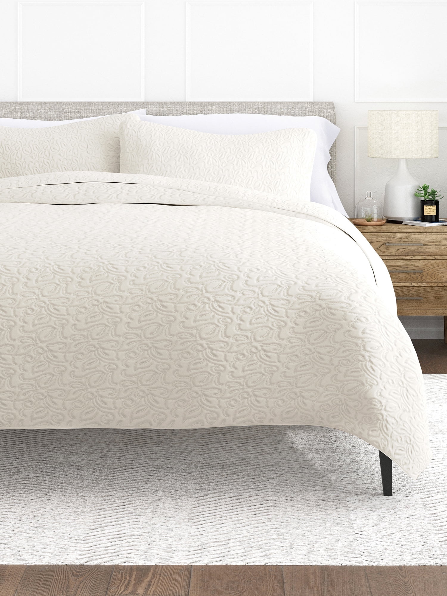 Comfort Canopy - Natural All Season Floral Stitched Quilt Coverlet for ...