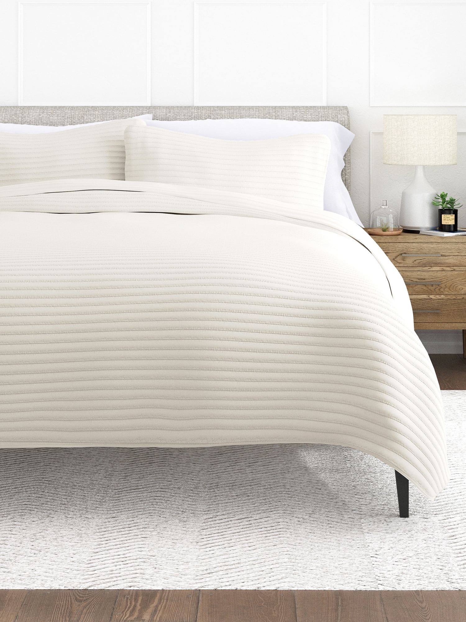 Comfort Canopy - Natural All Season Striped Stitched Quilt Coverlet for ...