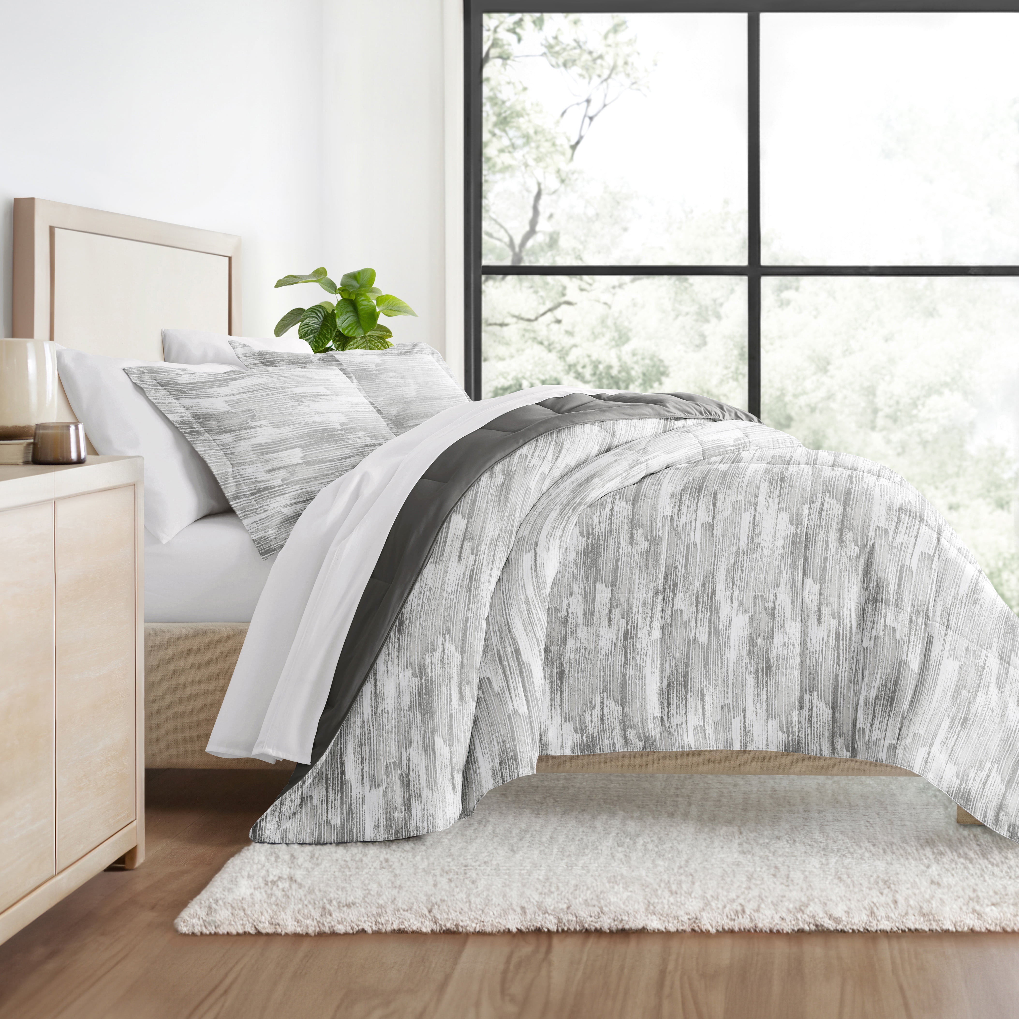 Comfort Canopy - Textured Stripe Ultra Soft Reversible Comforter Bed ...