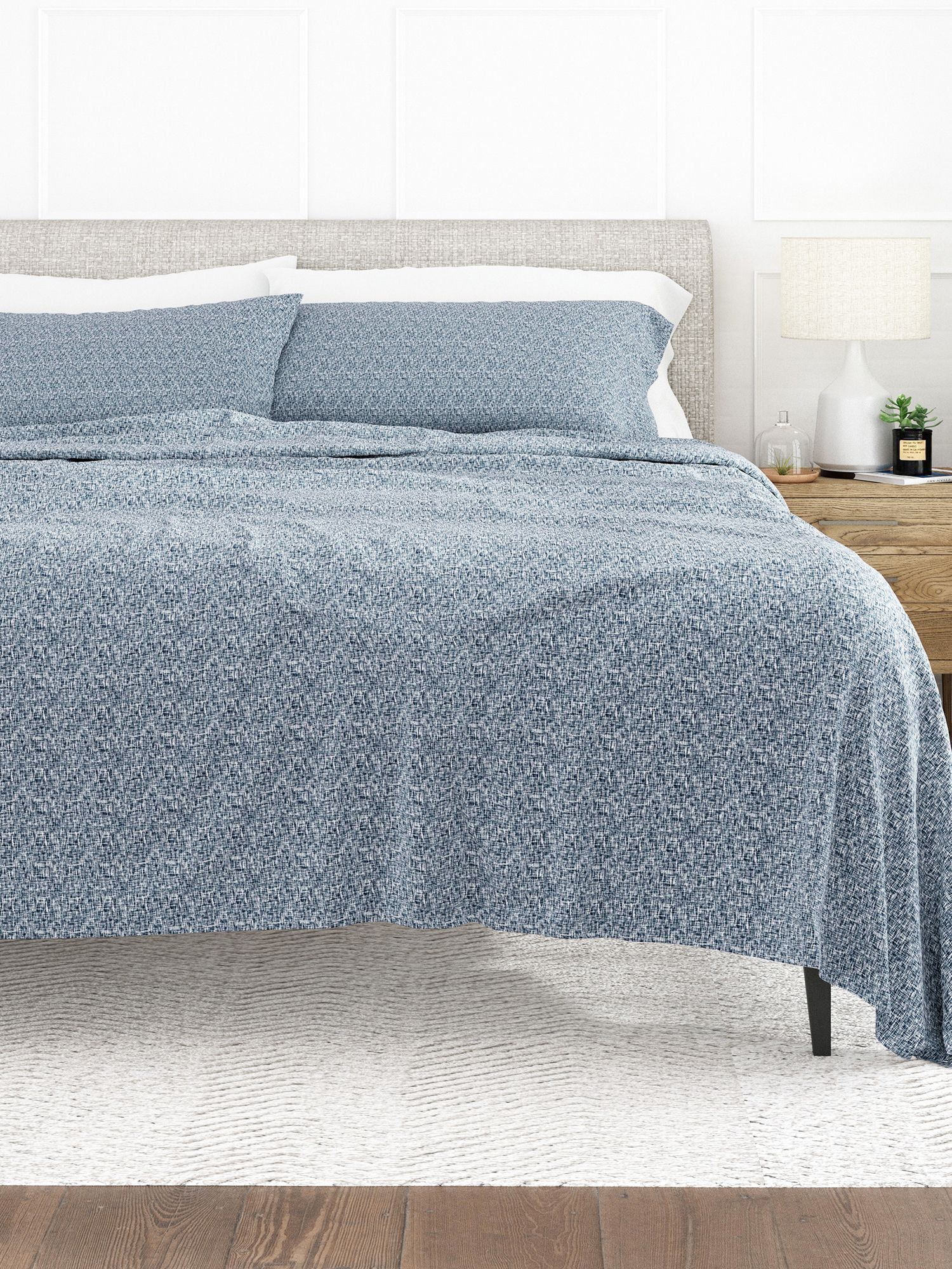 Comfort Canopy - Ultra Soft 4 Piece Light Blue Chambray Print Bed ...