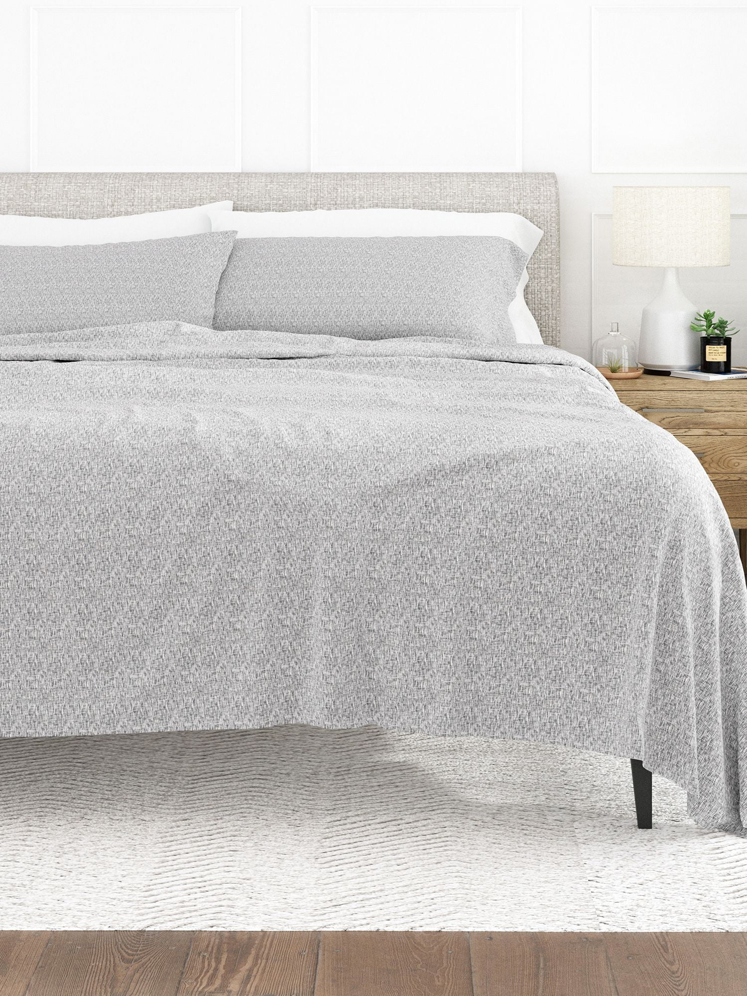 Comfort Canopy - Ultra Soft 4 Piece Light Gray Chambray Print Bed ...