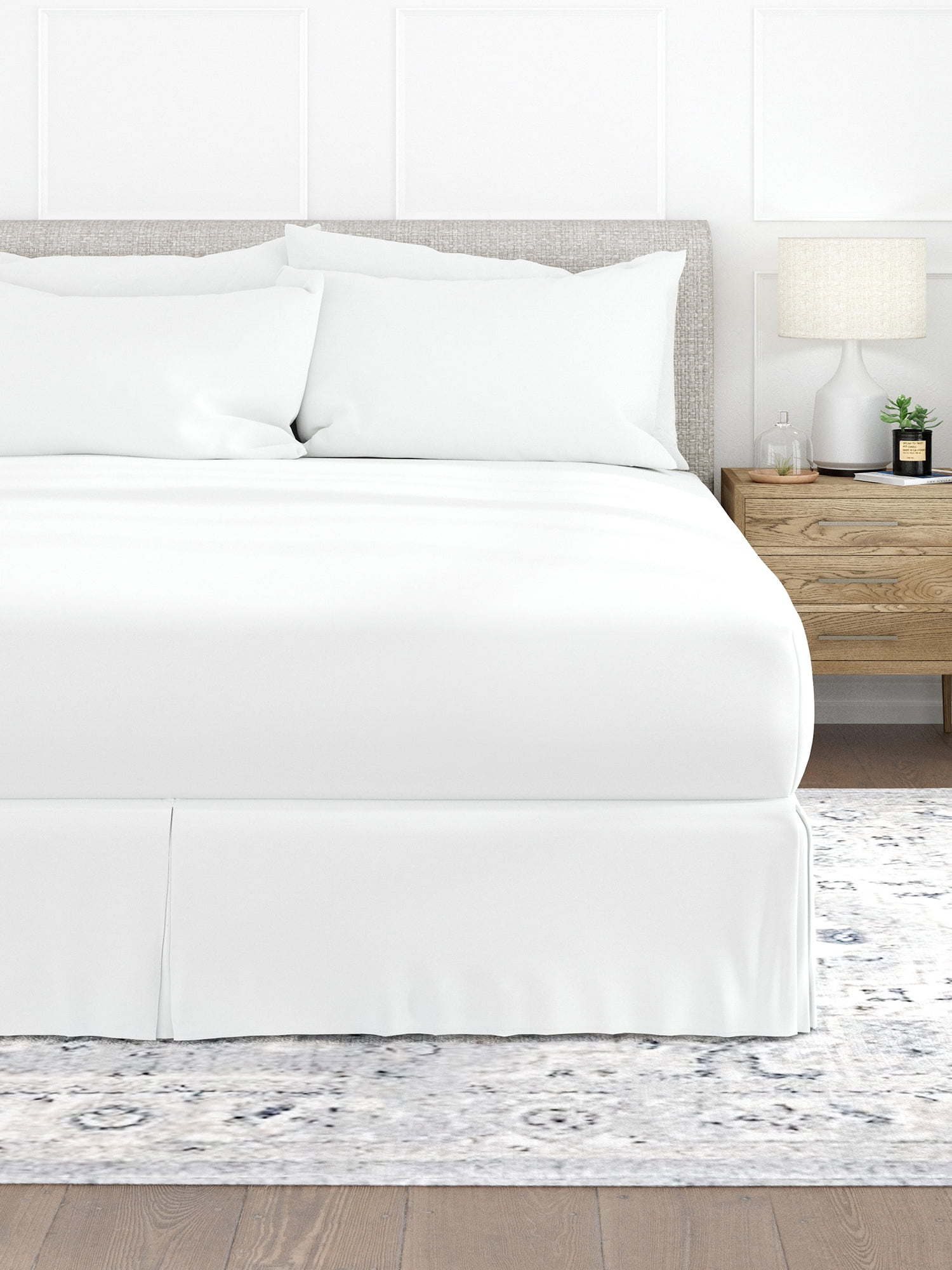 Comfort Canopy - White Pleated Bed Skirt Box Spring Frame Cover for ...