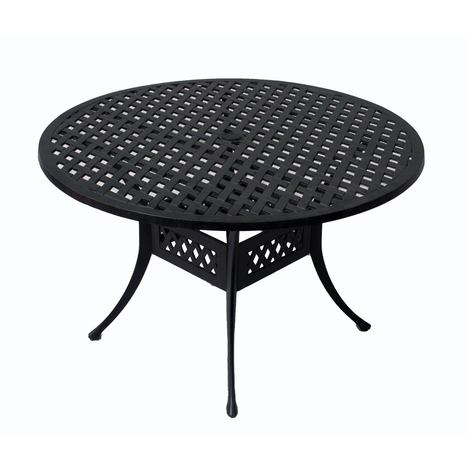 Shield Outdoor Comfort Care Weave 48" Round Patio Dining Table in Black ...