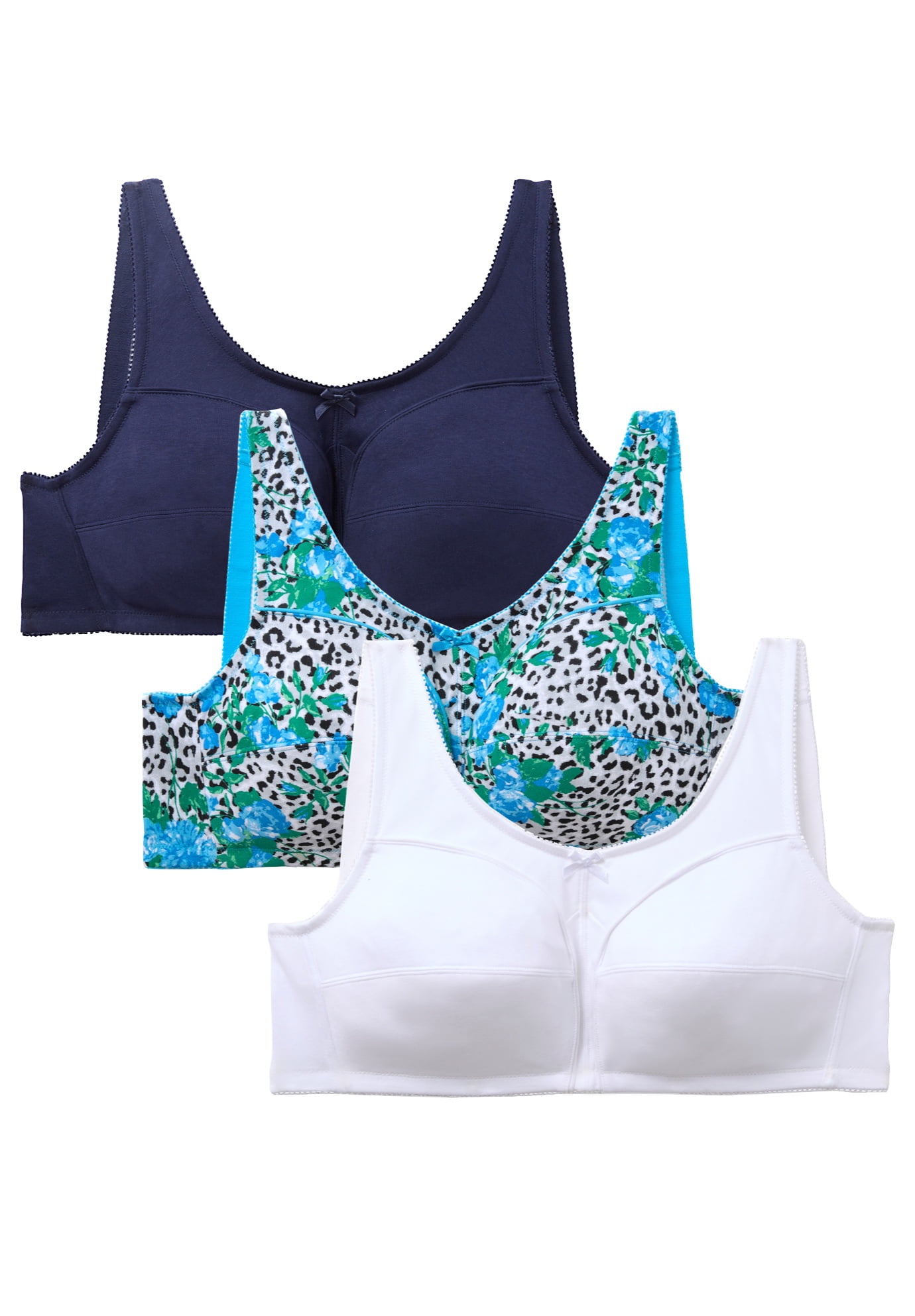 Comfort Choice Women's Plus Size 3-Pack Cotton Wireless Bra - Walmart.com