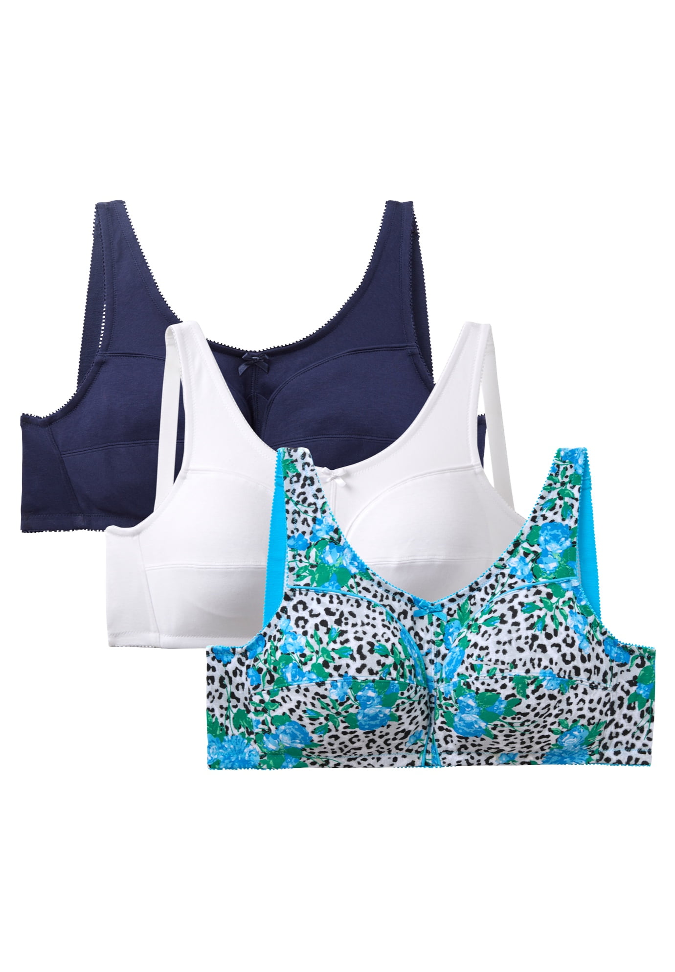 Comfort Choice Women's Plus Size 3-Pack Cotton Wireless Bra - Walmart.com