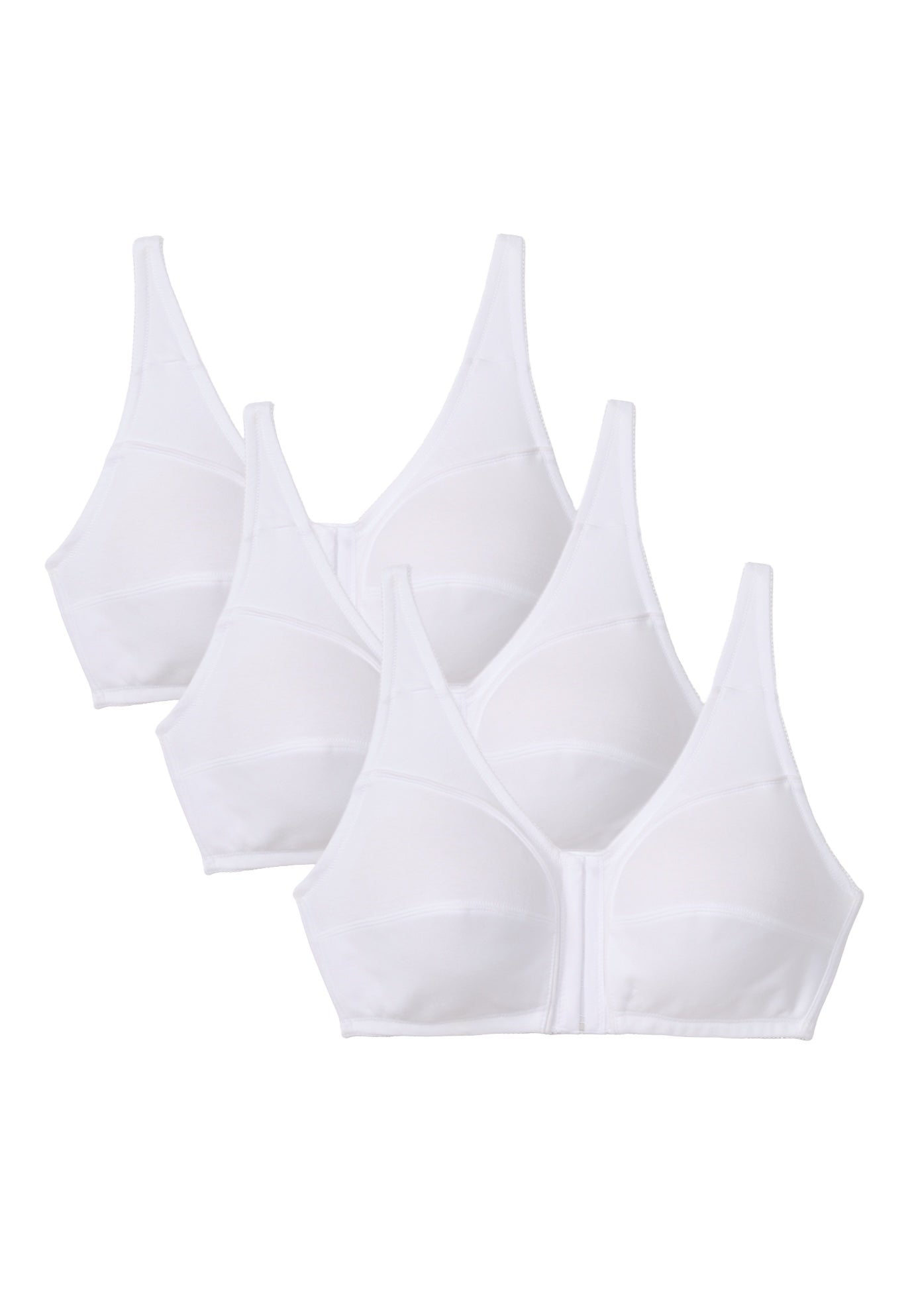 Comfort Choice Women's Plus Size 3-Pack Front-Close Cotton Wireless Bra ...