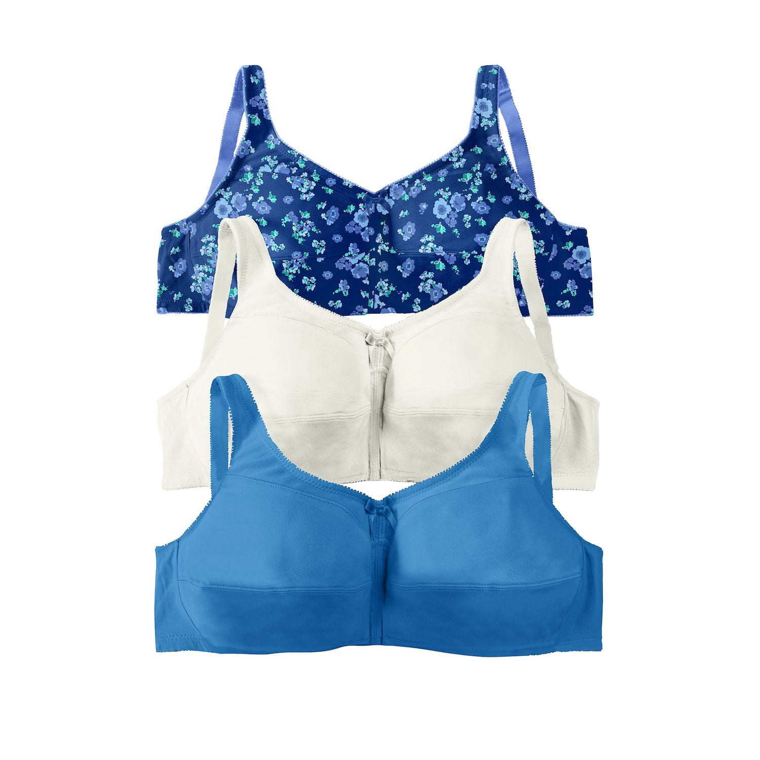 Comfort Choice Women's Plus Size 3-pack Cotton Wireless Bra Color ...