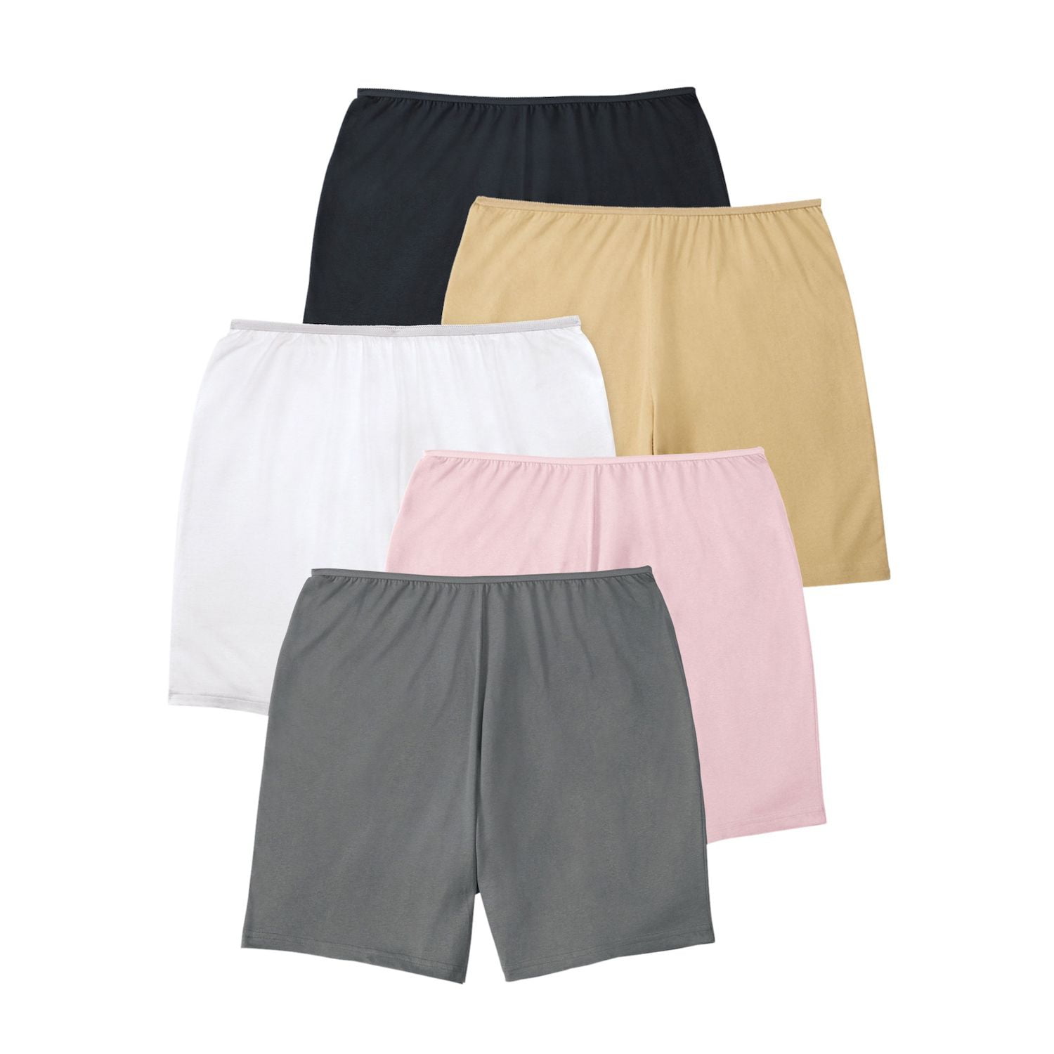 Comfort Choice Women's Plus Size Cotton Boxer 5-Pack Color: Basic Pack ...