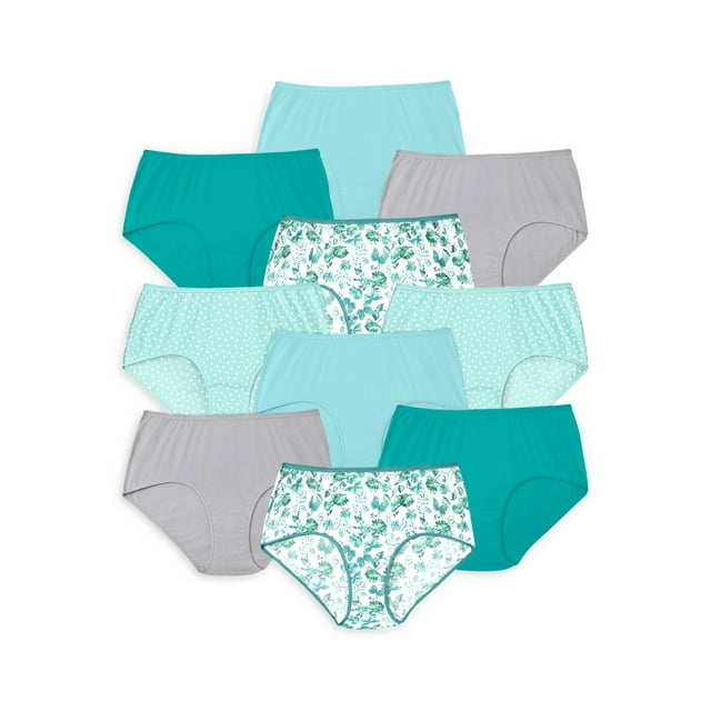 Comfort Choice Womens Plus Size Cotton Brief 10 Pack