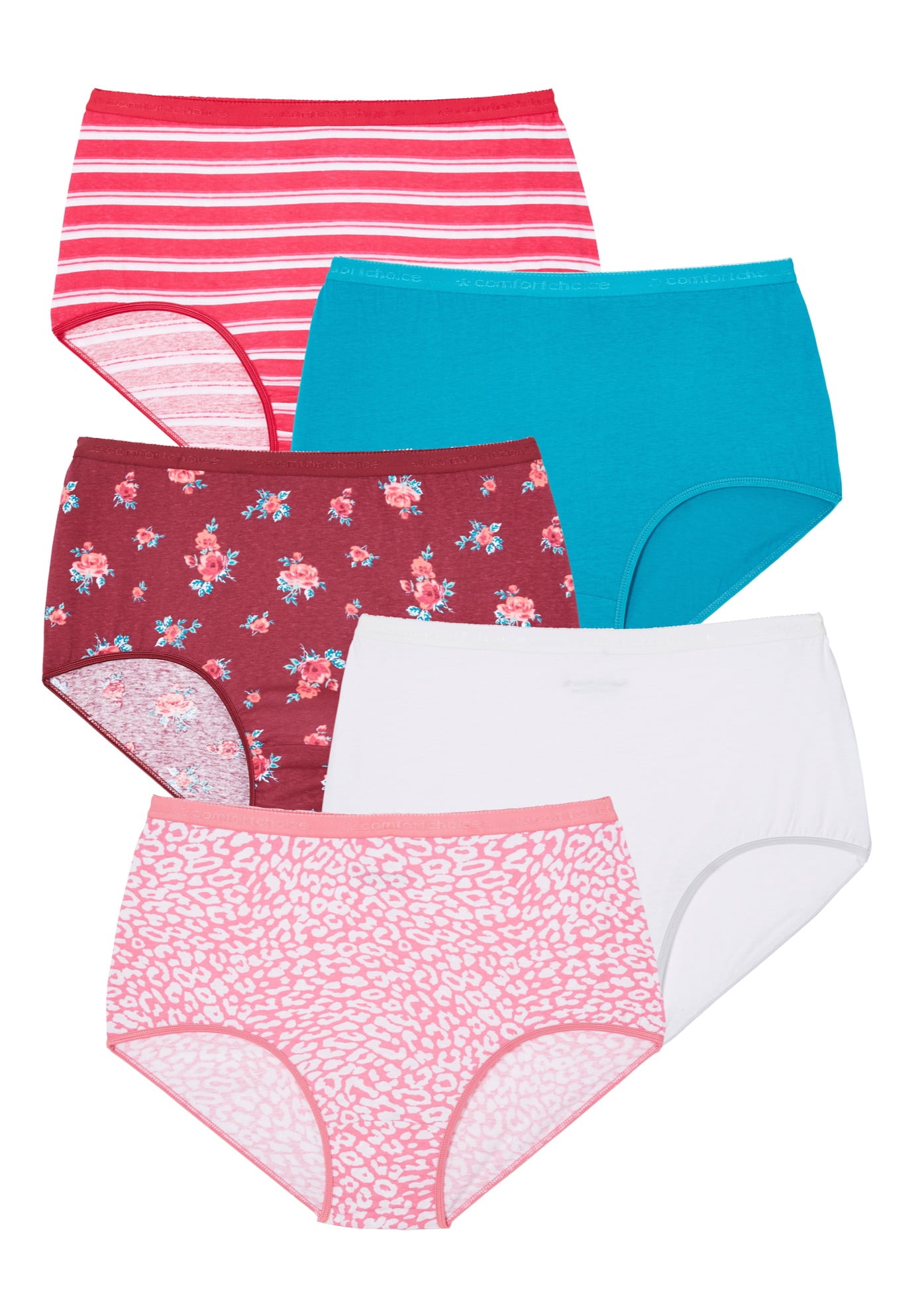 Comfort Choice Women's Plus Size Full Coverage Cotton Brief 10-Pack ...