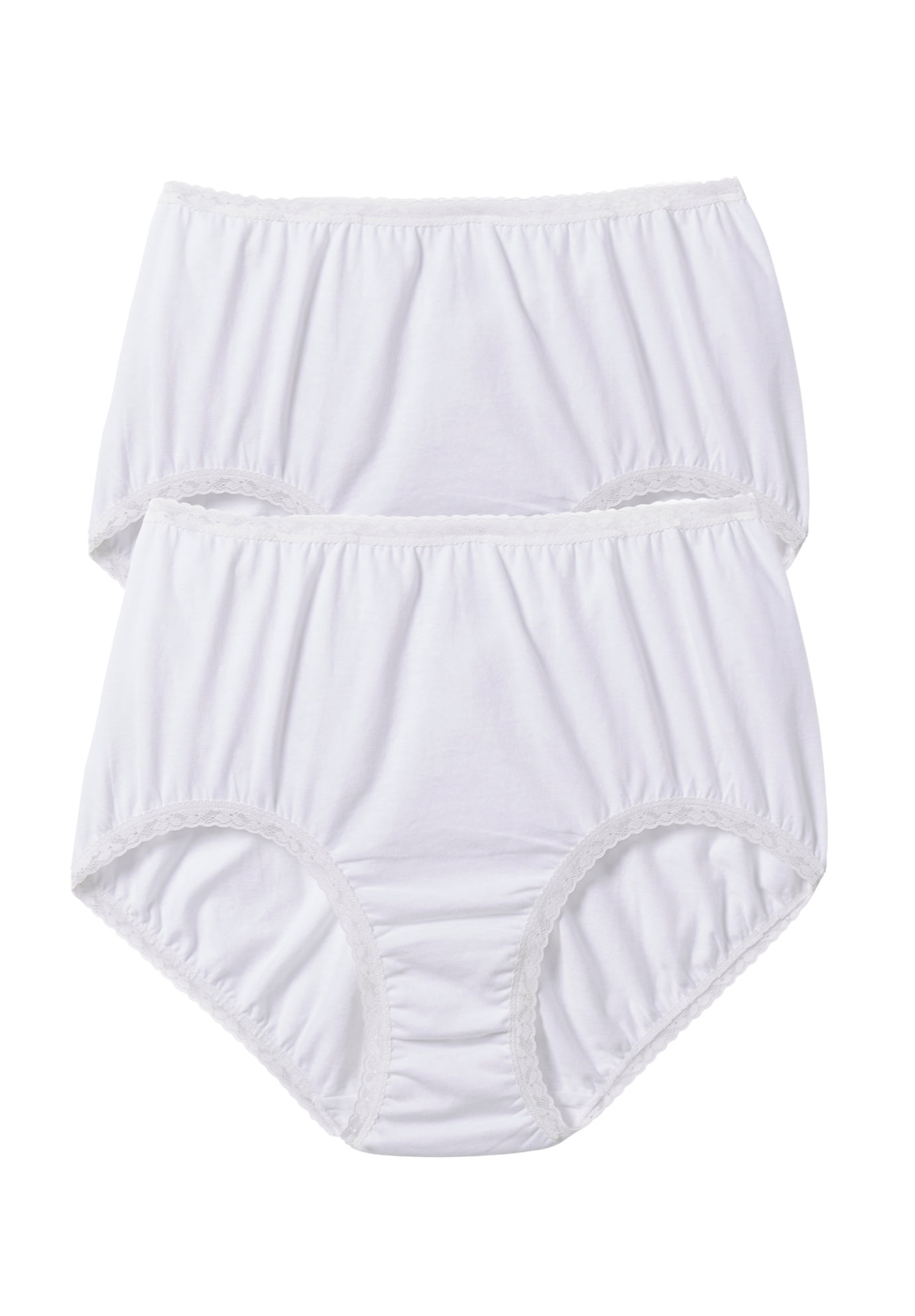 Comfort Choice Women's Plus Size Cotton Spandex Lace Detail Brief 2 ...