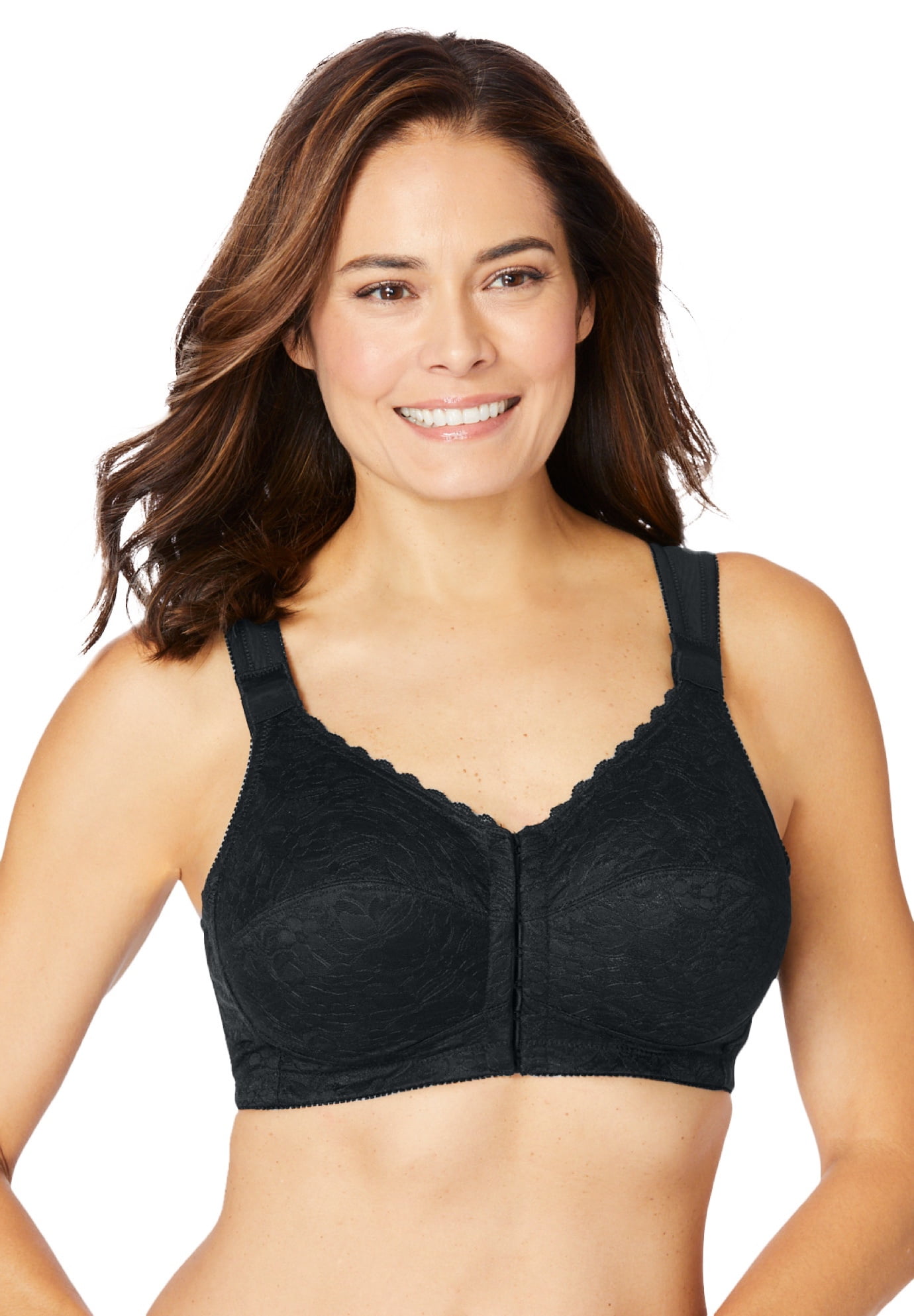 Comfort Choice Womens Plus Size Front Close Wireless Posture Bra Front