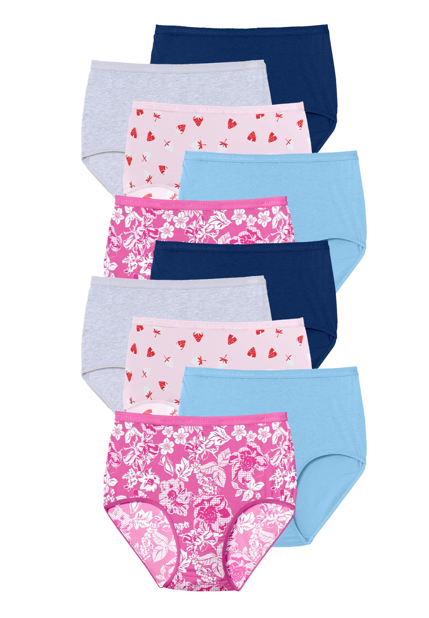 Comfort Choice Plus Size Full Coverage Cotton Brief 10-Pack - Walmart.com