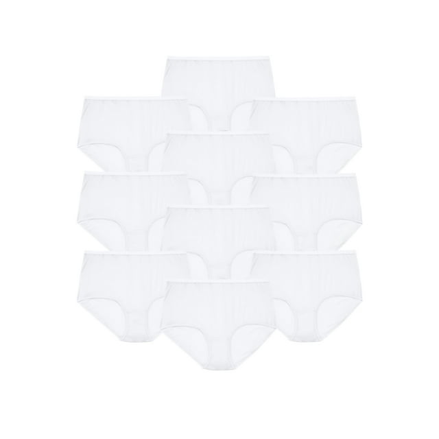 Comfort Choice Women's Plus Size Full Coverage Nylon Brief 10-Pack ...