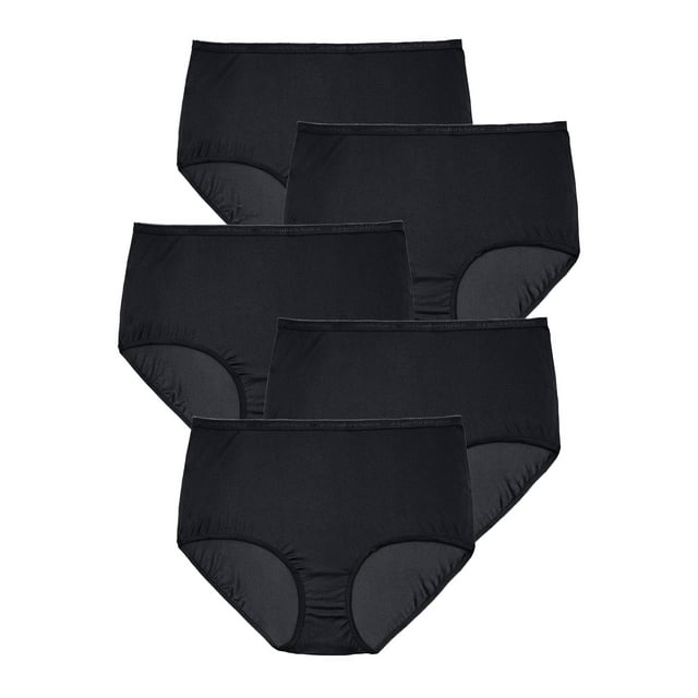 Comfort Choice Women's Plus Size Full Coverage Nylon Brief 5-Pack ...