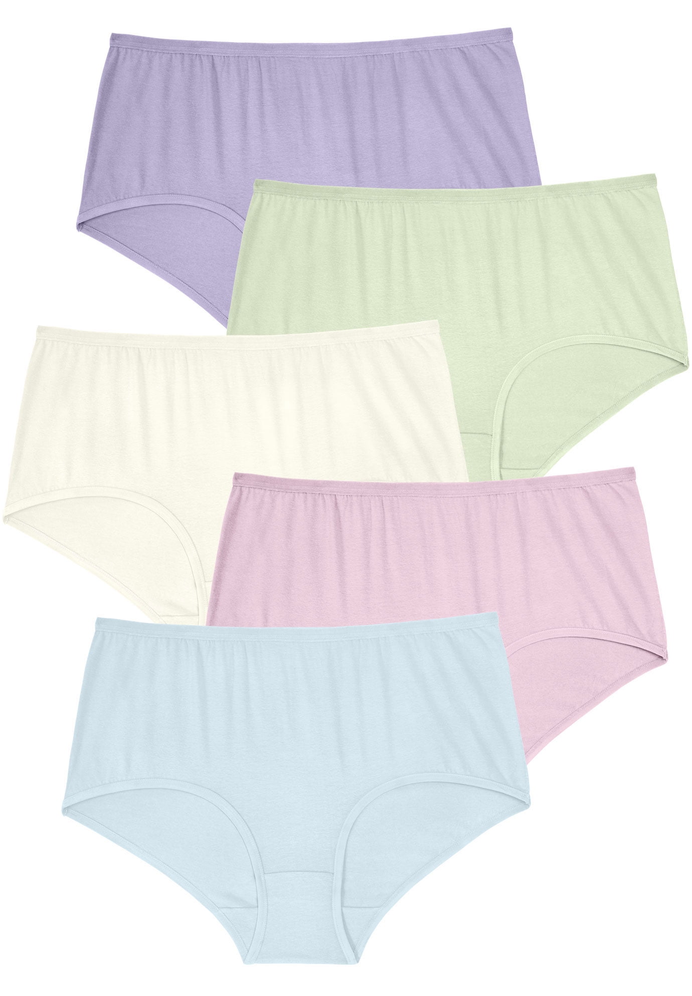 Comfort Choice Plus Size Full Coverage Stretch Cotton Brief 5-Pack ...