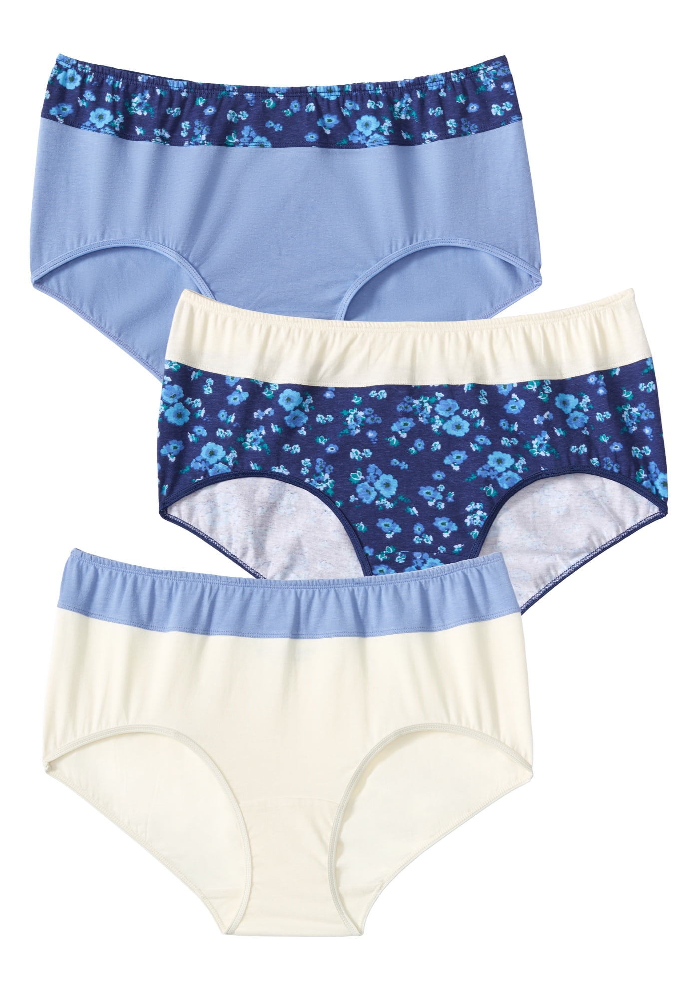 Comfort Choice Plus Size Full Coverage Stretch Cotton Color Block Brief ...