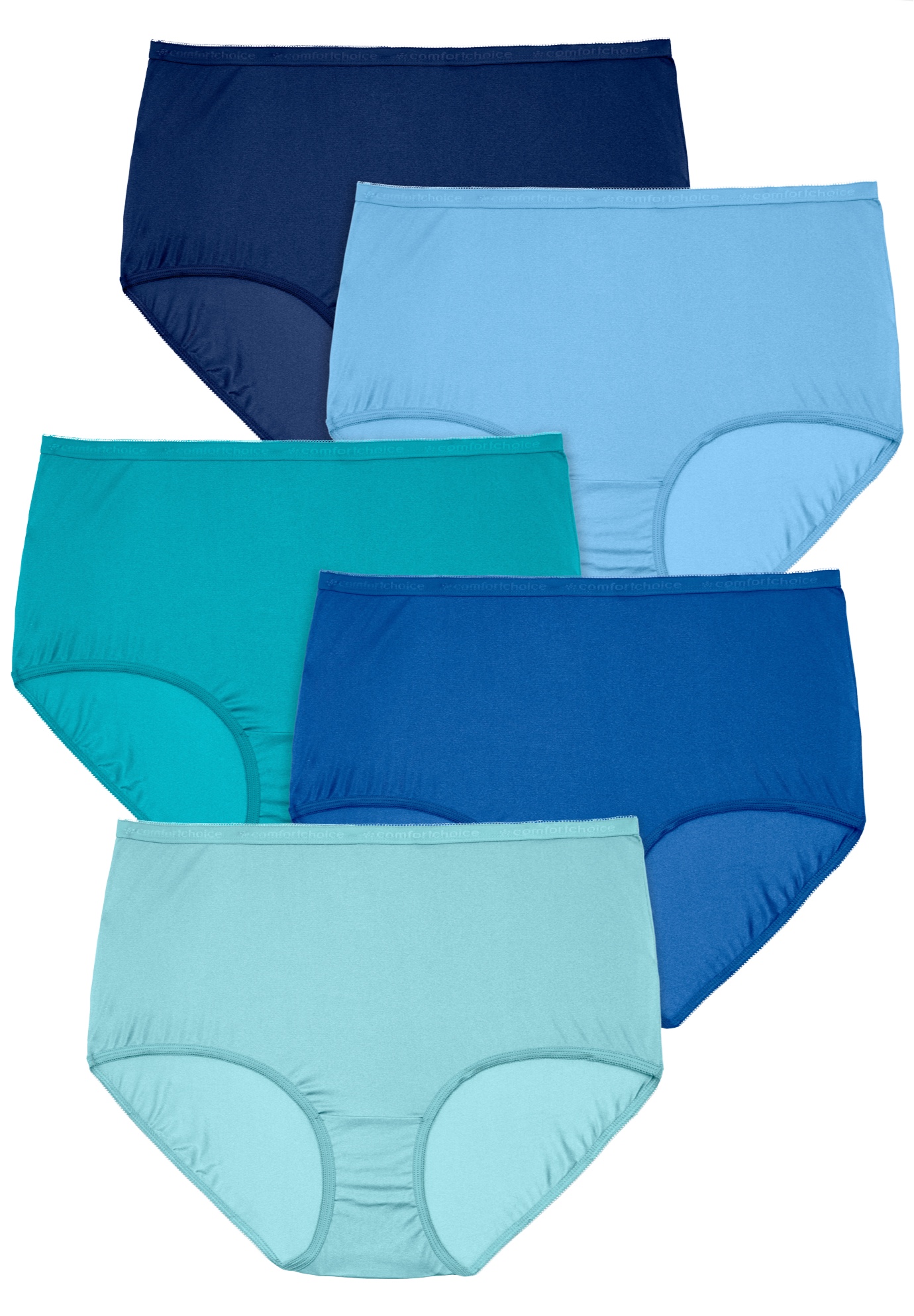 Comfort Choice Women's Plus Size Full Coverage Nylon Brief 5-Pack ...