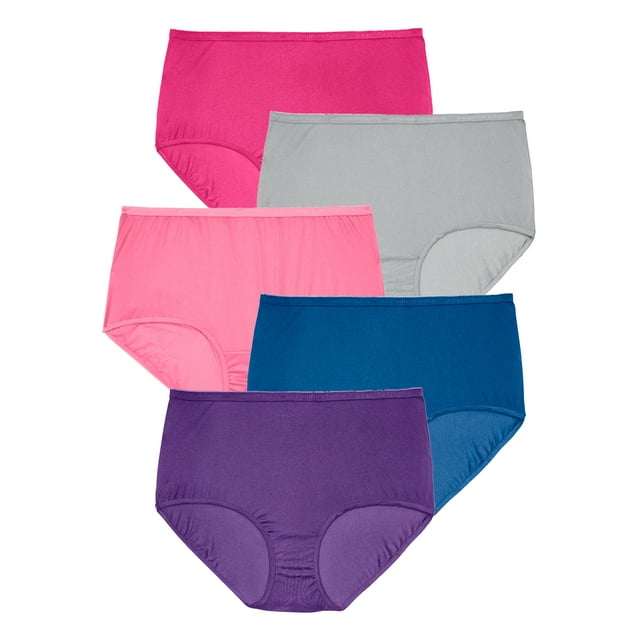 Comfort Choice Women's Plus Size Full Coverage Nylon Brief 5-Pack ...