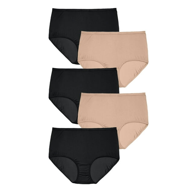 Comfort Choice Women's Plus Size Nylon Brief 5-Pack Underwear - Walmart.com
