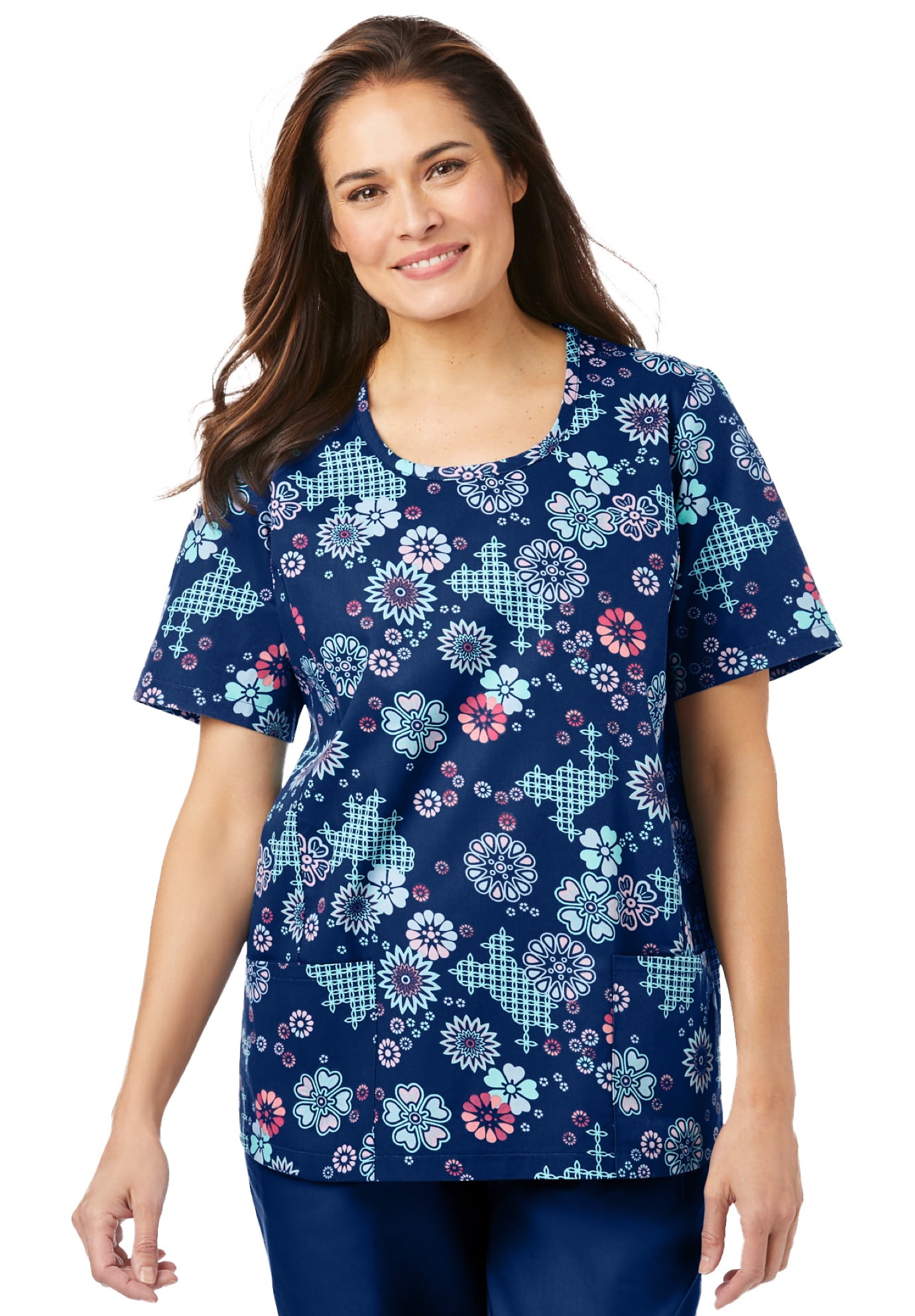Comfort Choice Women's Plus Size Scoopneck Scrub Top - Walmart.com