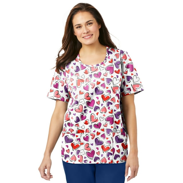 Comfort Choice Women's Plus Size Scoopneck Scrub Top - Walmart.com