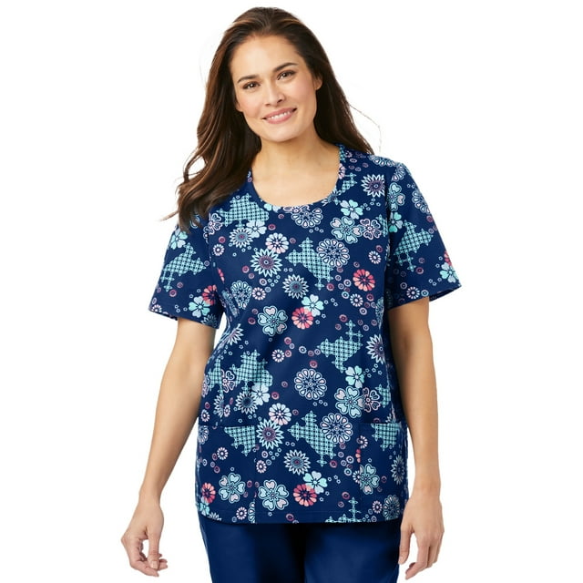 Comfort Choice Women's Plus Size Scoopneck Scrub Top - Walmart.com