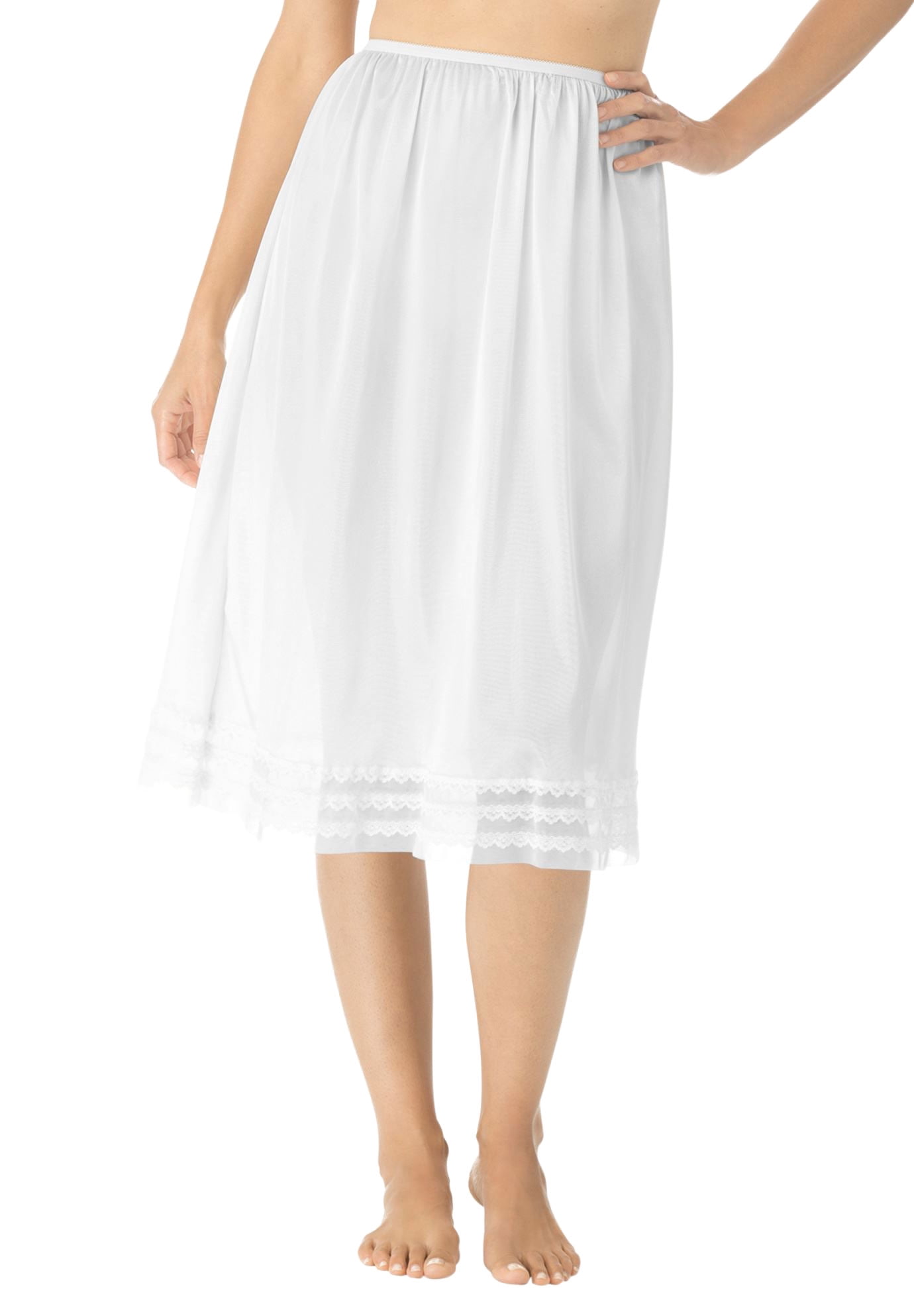 Comfort Choice Plus Size Snip-To-Fit Half Slip, Lightweight Nylon ...