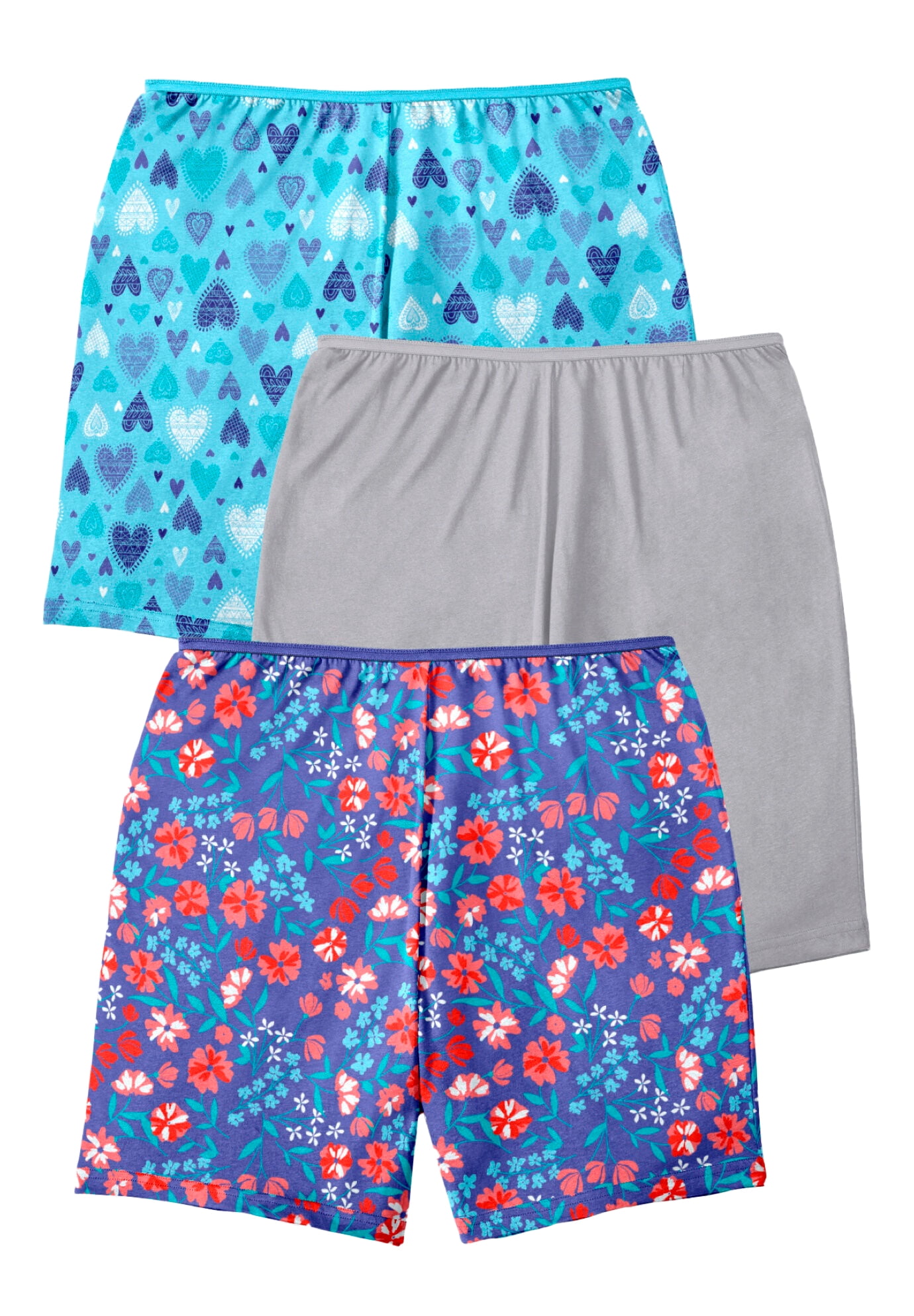 Comfort Choice Women's Plus Size Stretch Cotton Boxer 3-Pack - Walmart.com