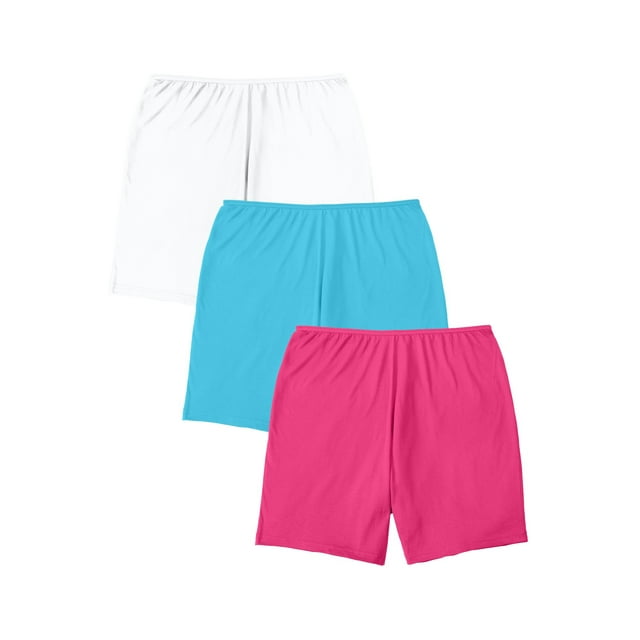 Comfort Choice Women's Plus Size Stretch Cotton Boxer 3-Pack Underwear ...