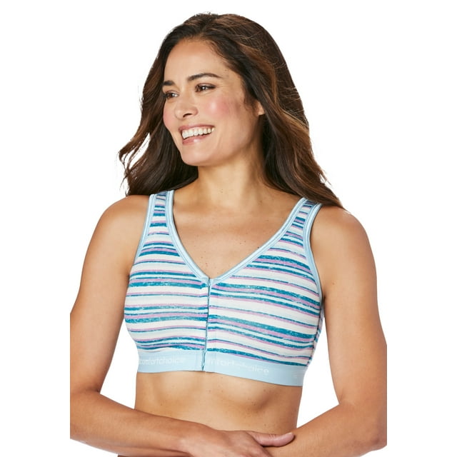 Comfort Choice Womens Plus Size Wireless Front Close Lounge Bra