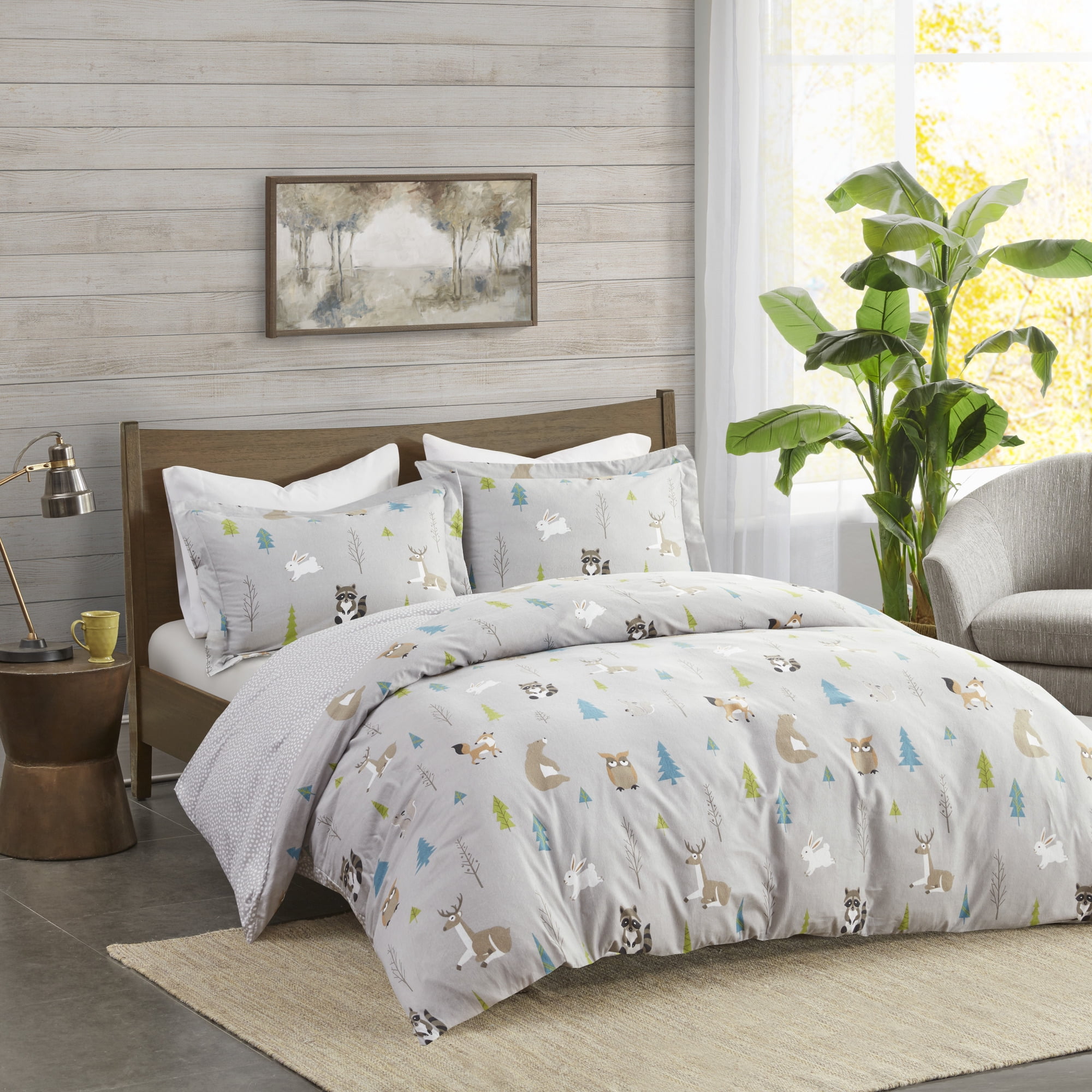 Comfort Classics Cozy Flannel 100% Cotton Printed Duvet Set - Walmart.com