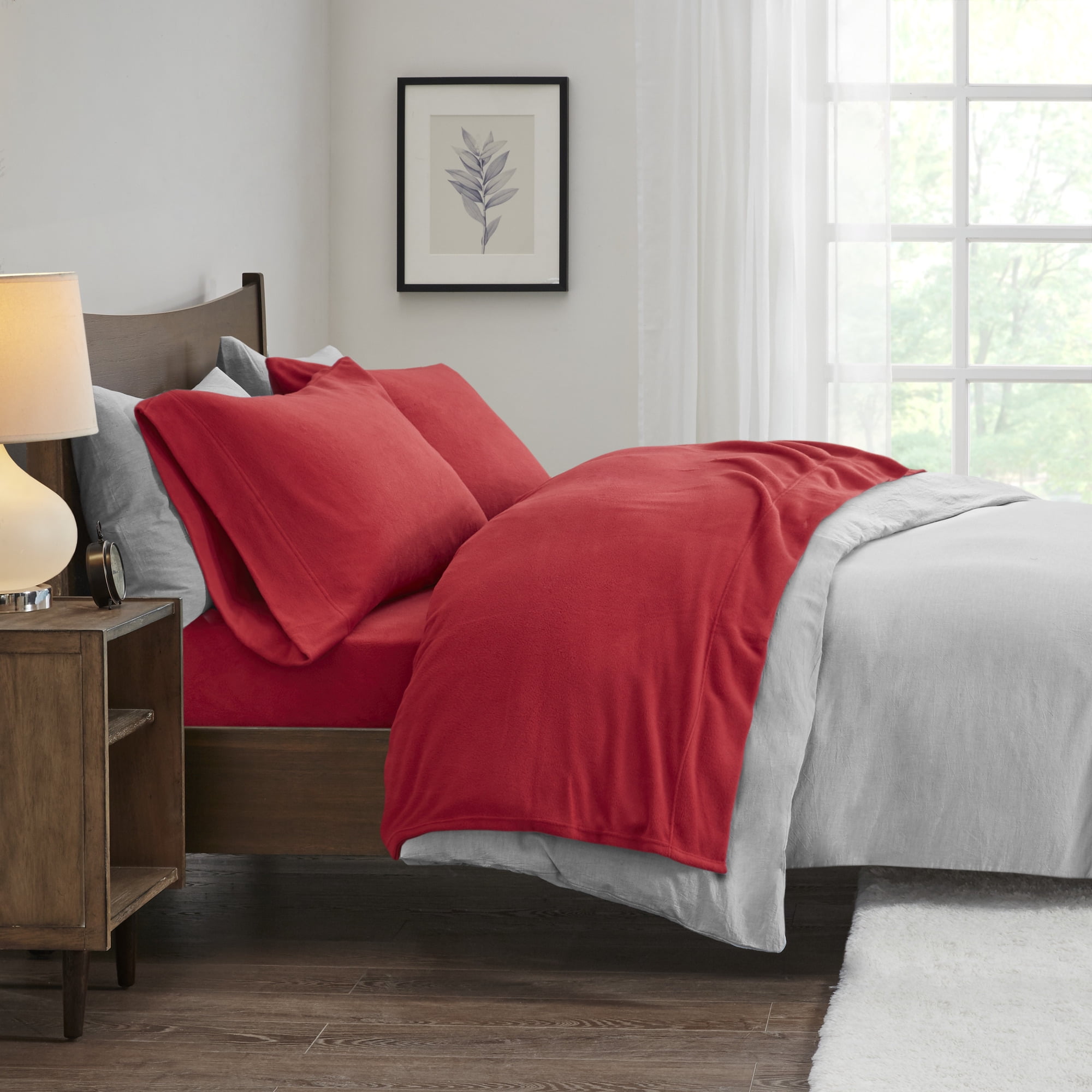 Comfort Classics Micro Fleece 4-Piece Red Sheet Set, Queen - Walmart.com