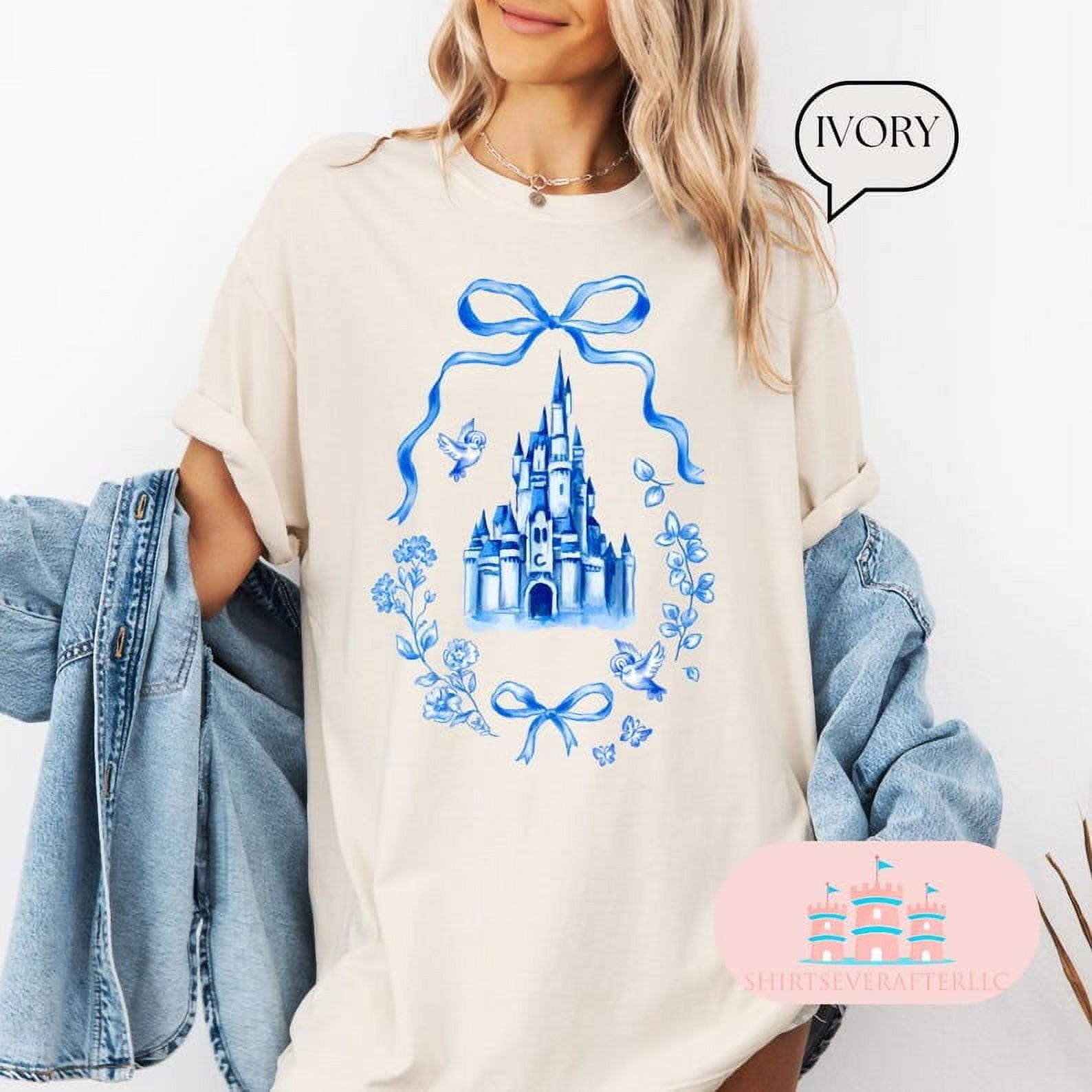 Comfort Color Blue Coquette Bow Disney Castle Coquette Top, Magic ...