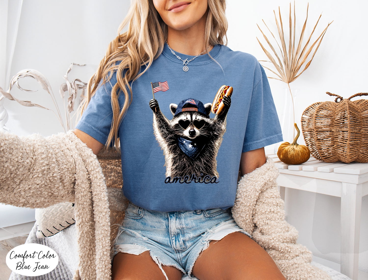 Comfort Color Feral & Free Raccoon America T-Shirt, Funny 4th of July ...