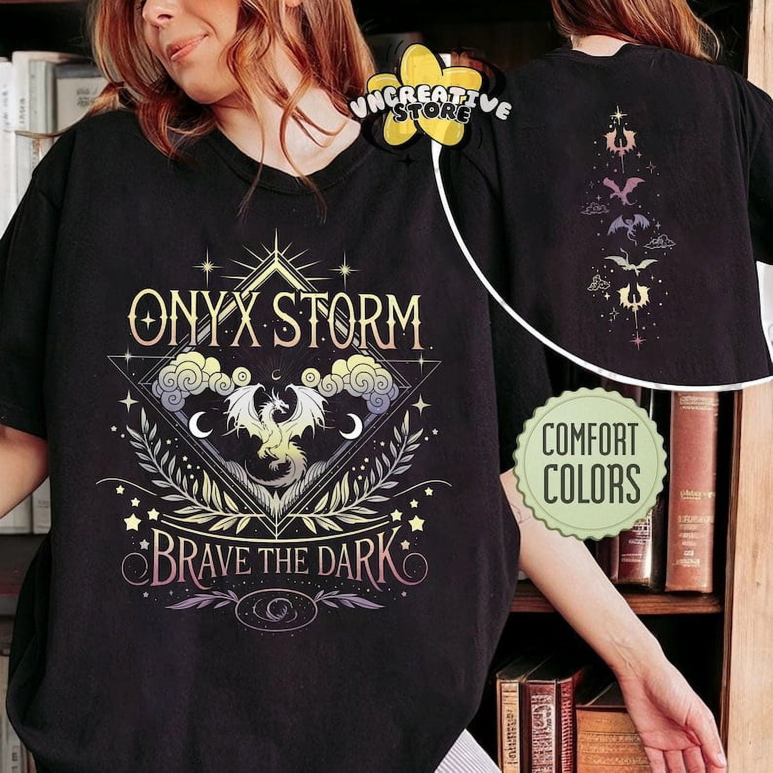 Comfort Color Onyx Storm Brave The Dark 2 Sides Shirt, Fourth Wing ...
