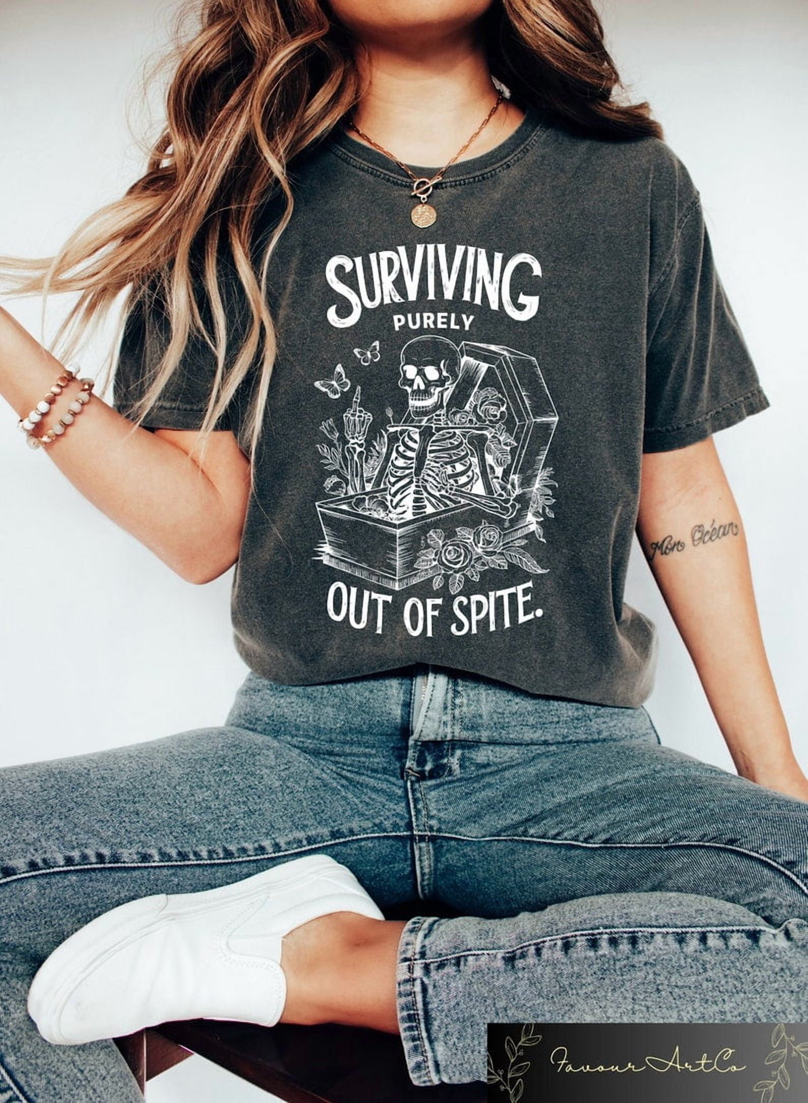 Comfort Color Surviving Purely Out Of Spite Shirt, Funny Goth Celestial ...