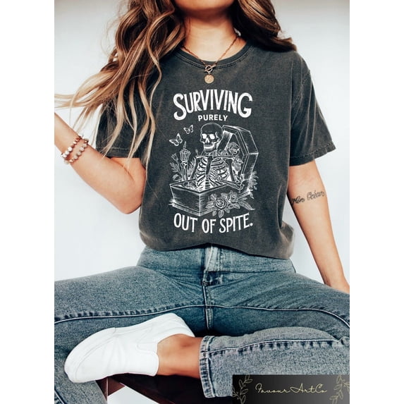 Comfort Color Surviving Purely Out Of Spite Shirt, Funny Goth Celestial ...